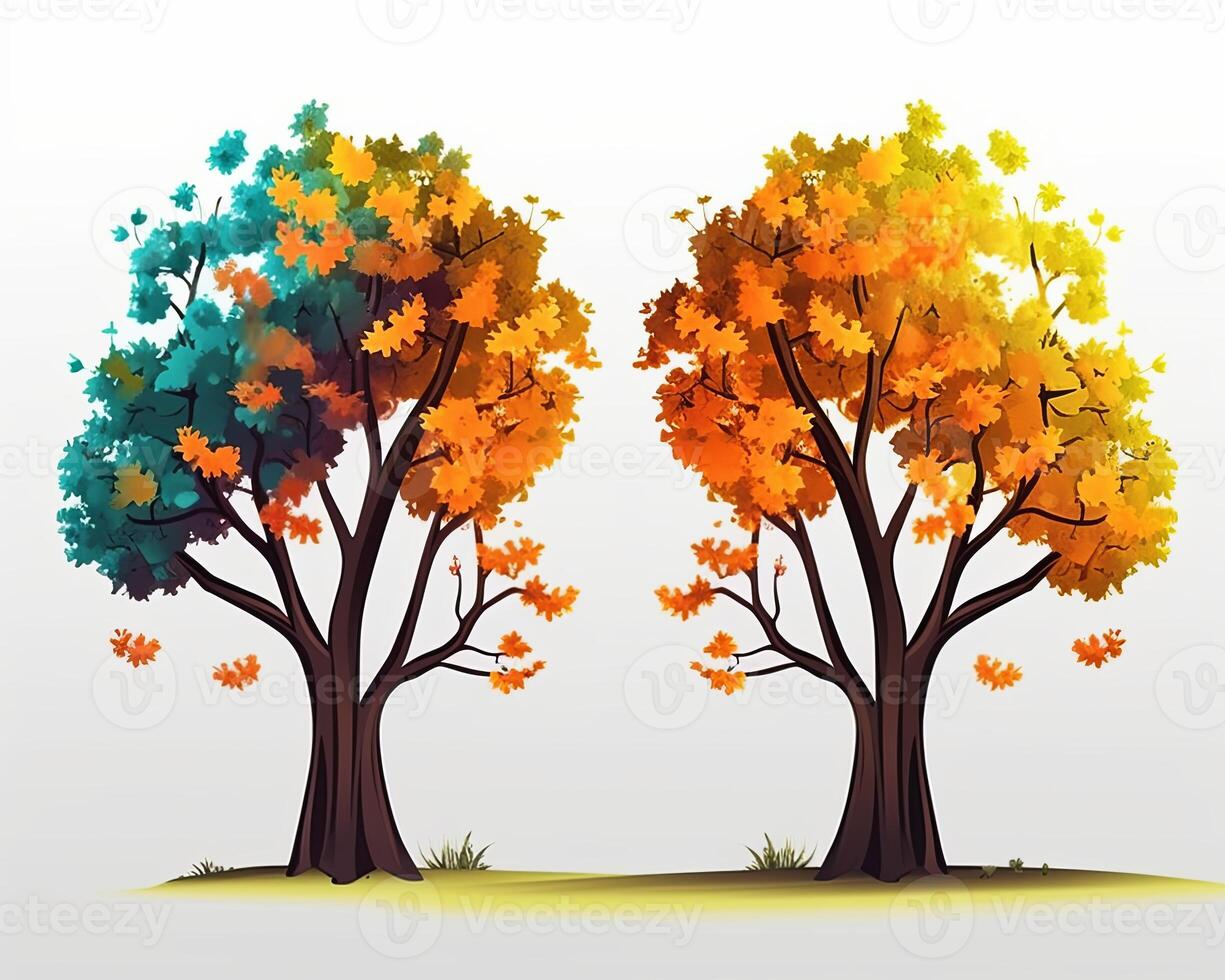 two trees with different colors of leaves generative AI 28362581 Stock ...