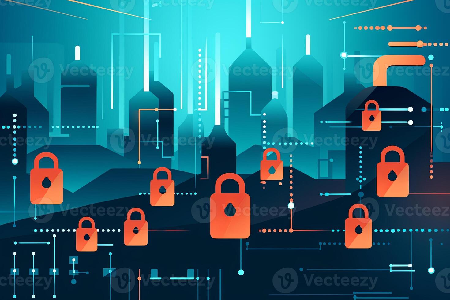 Modern Tech Encrypted Data Theme Background generative AI 28371137 ...