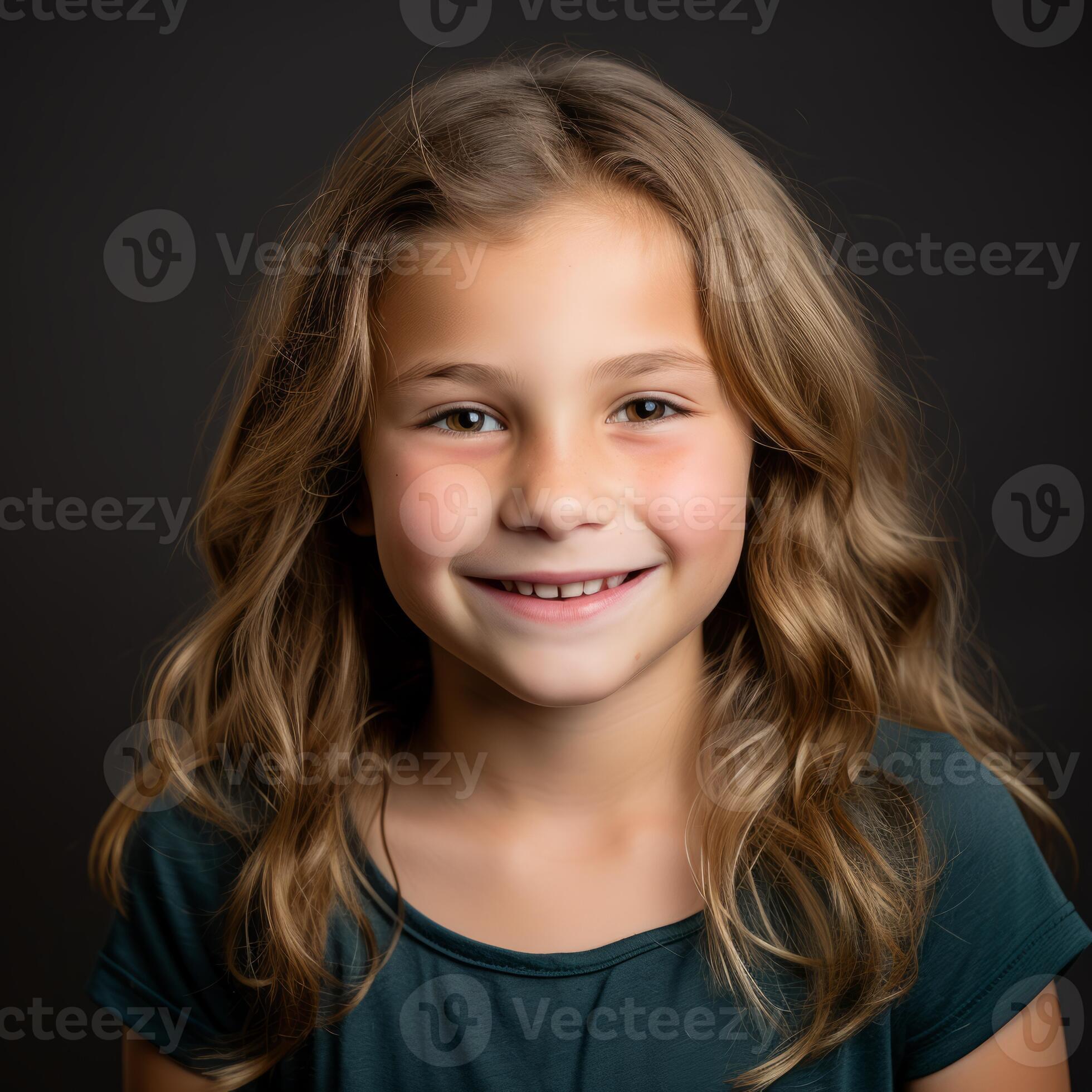 a young girl with long hair smiling at the camera generative ai ...