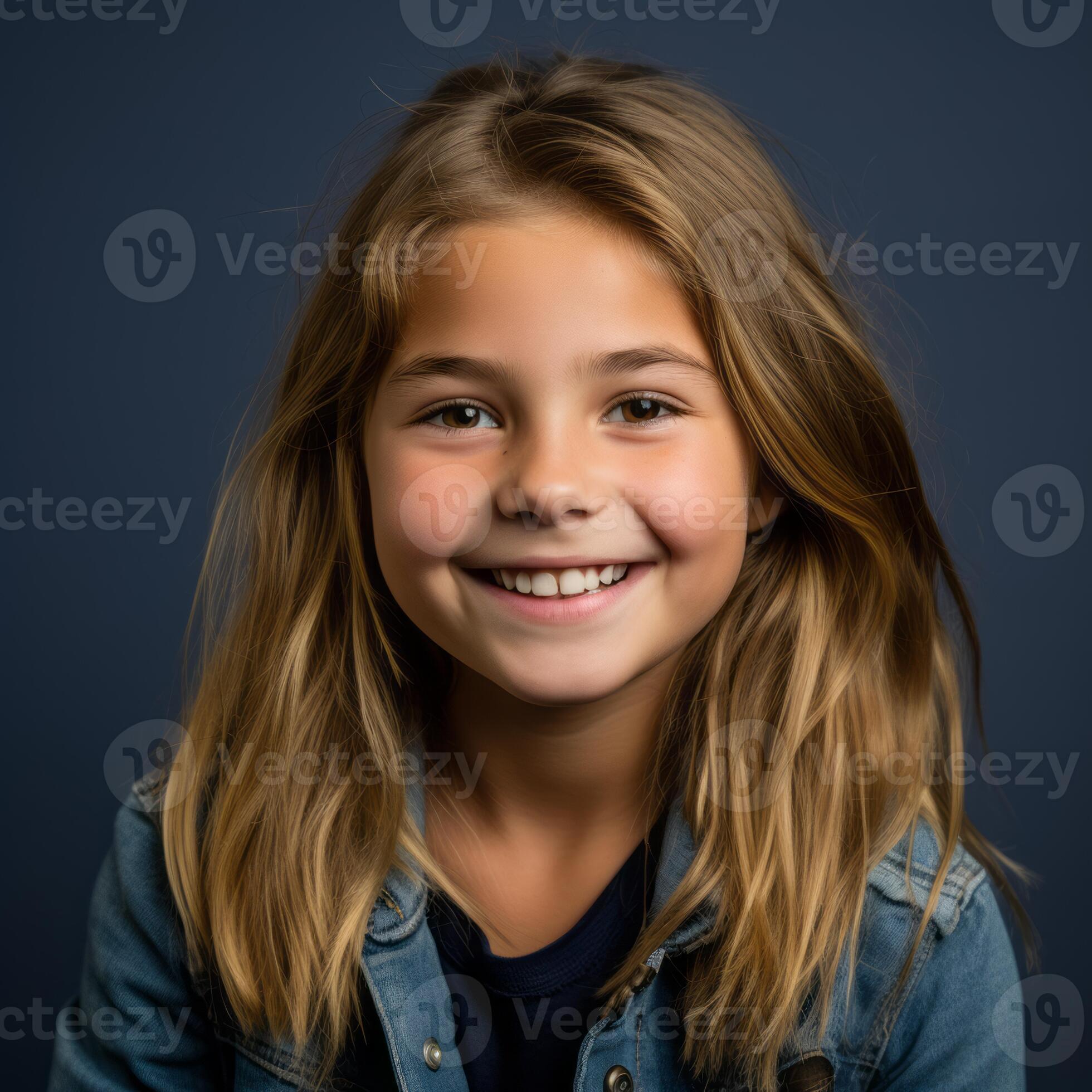 a young girl with long hair smiling at the camera generative ai ...