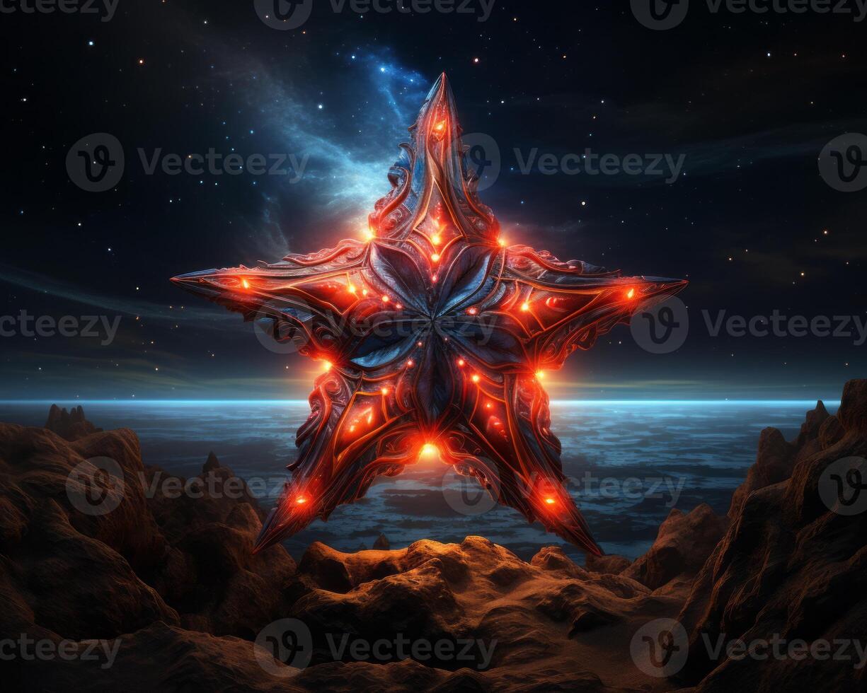 an alien star with glowing red lights on it generative ai 28385312 ...