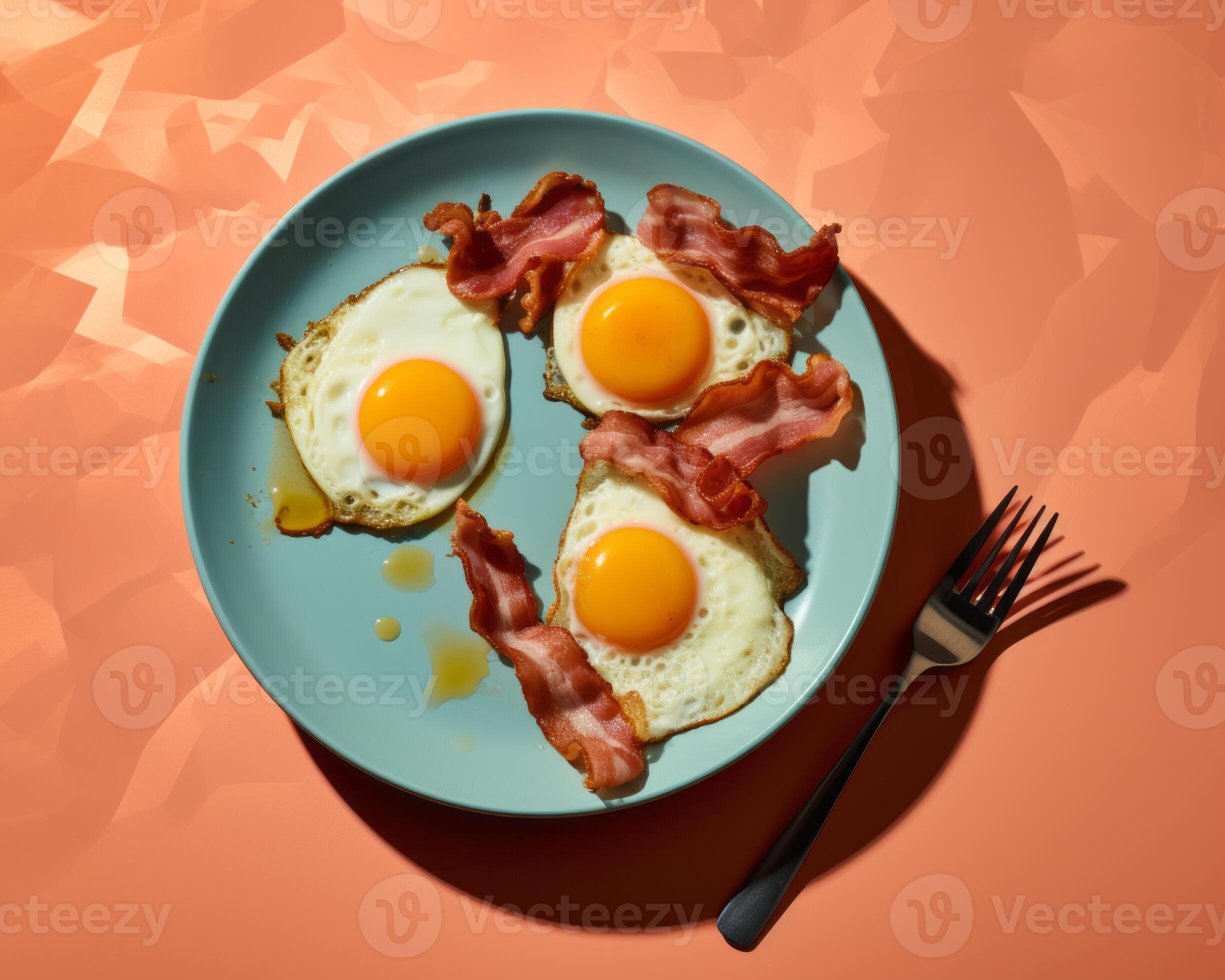 an image of two eggs and bacon on a plate generative ai 28386487 Stock ...