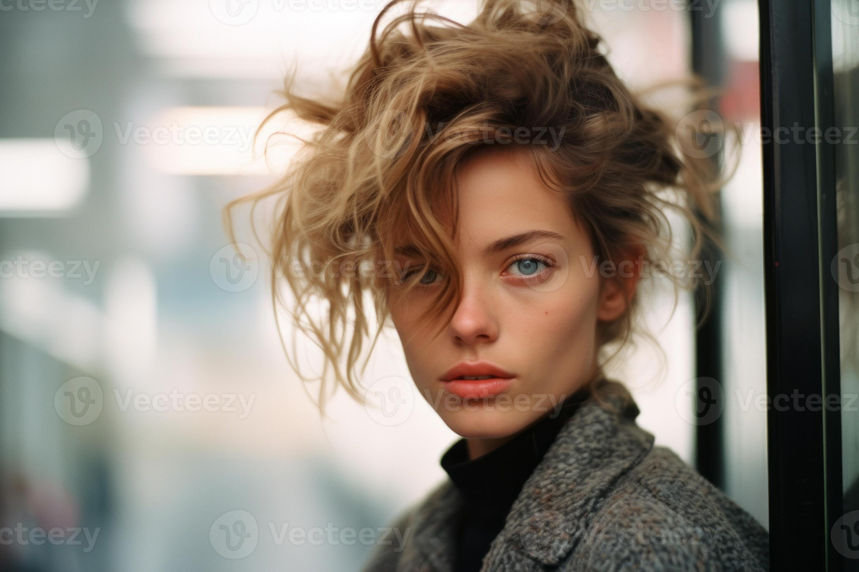portrait of a young woman with messy hair generative ai 28388842 Stock ...