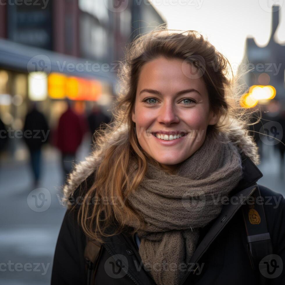 the woman is smiling generative ai 28389257 Stock Photo at Vecteezy