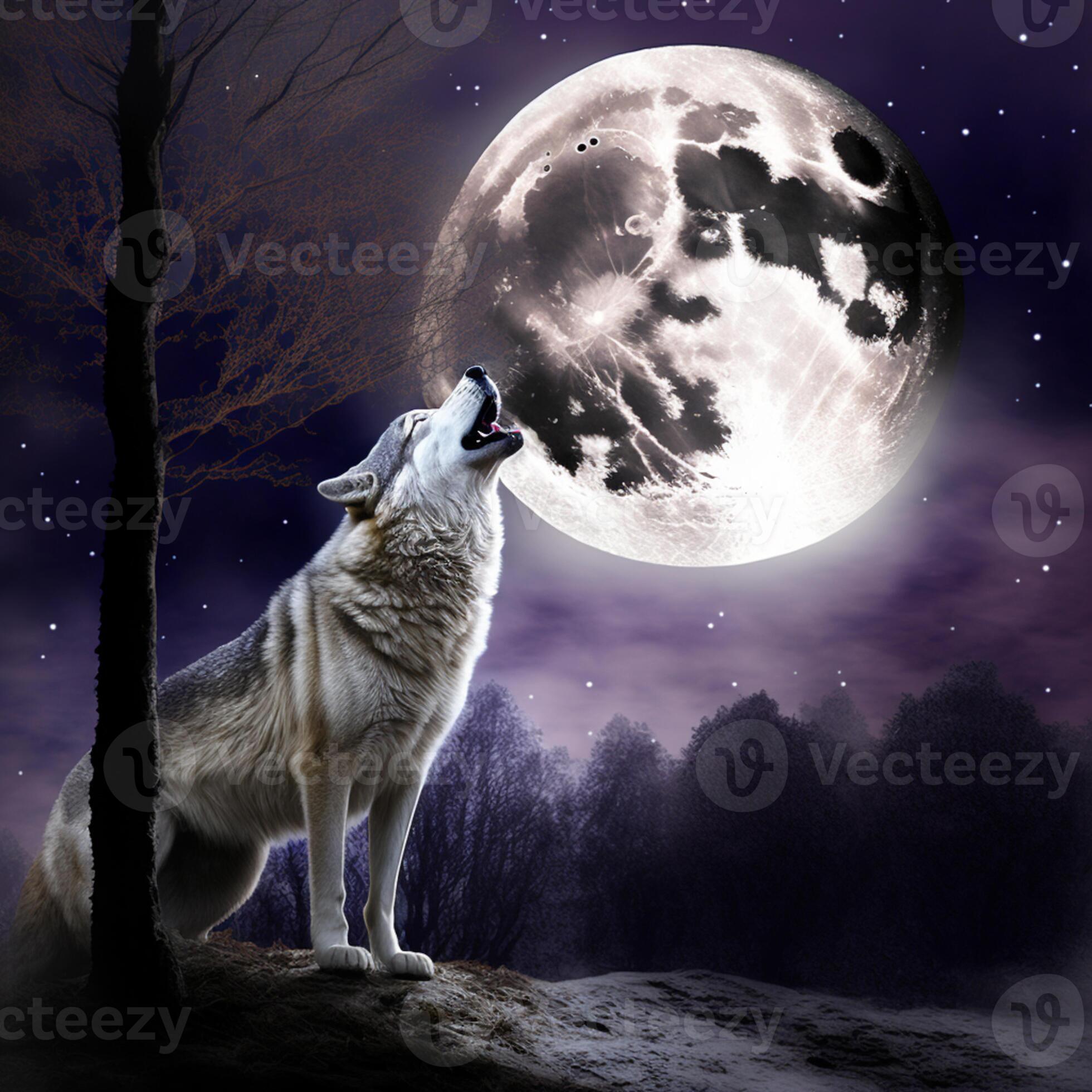 Wolves Howling In The Moonlight Background