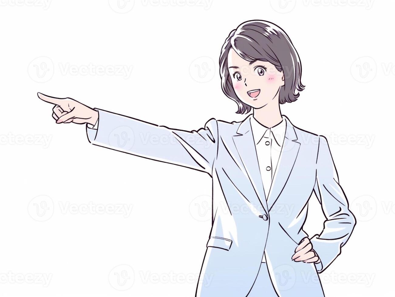 anime girl pointing at something with her hand. generative ai. 28462232 ...