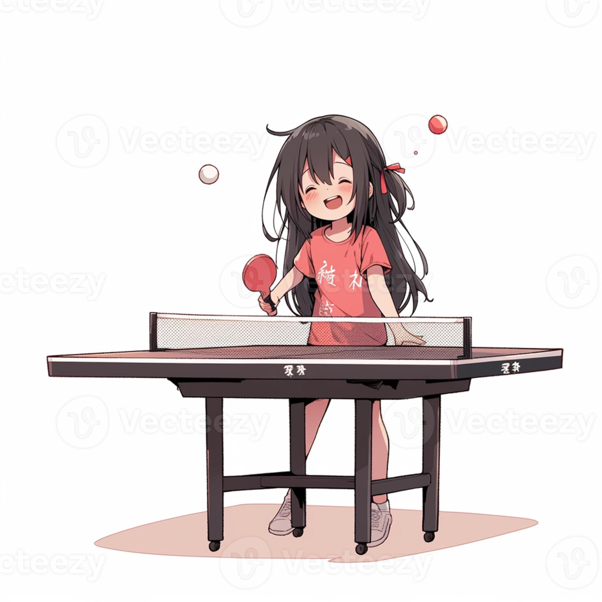 anime girl playing ping pong with a ball and racket. generative ai ... anime girl playing ping pong with a ball and racket. generative ai ...