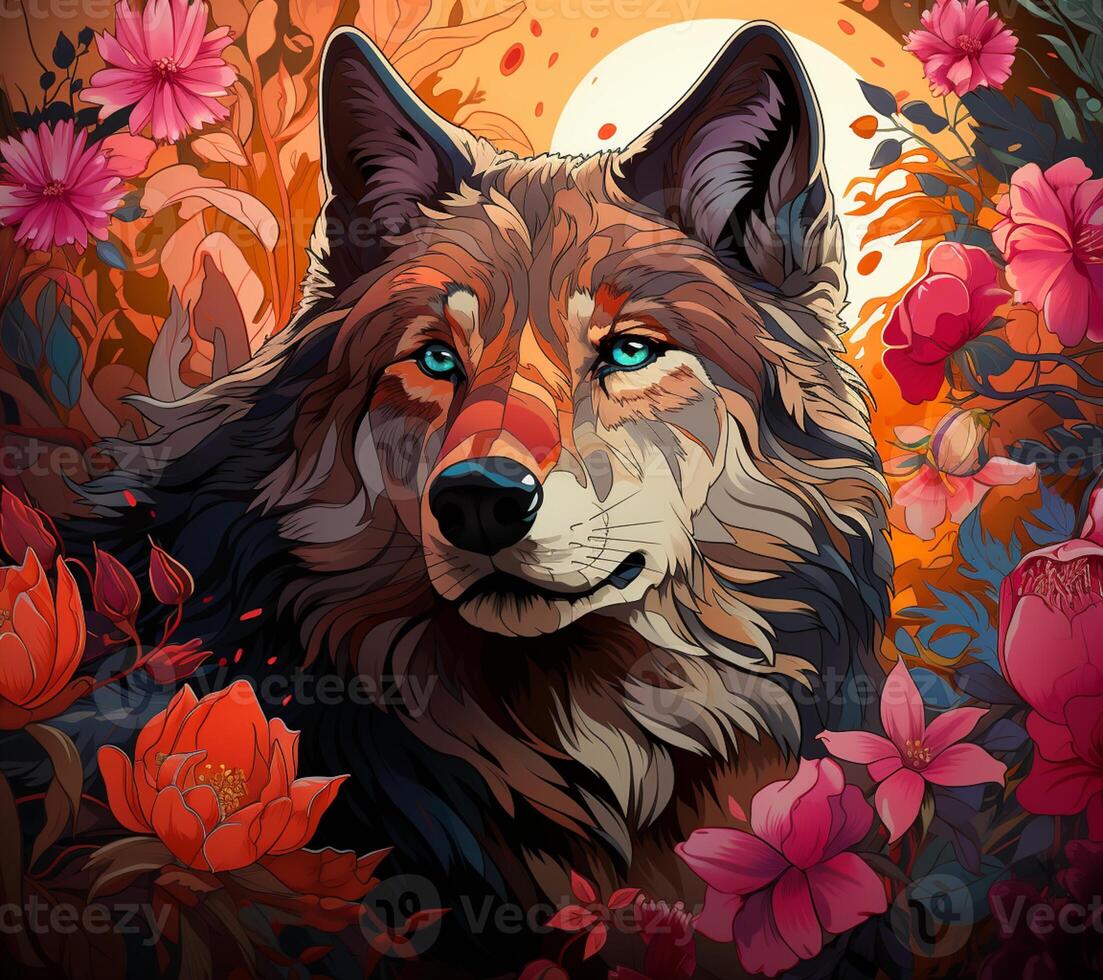 Brown Wolf With Blue Eyes