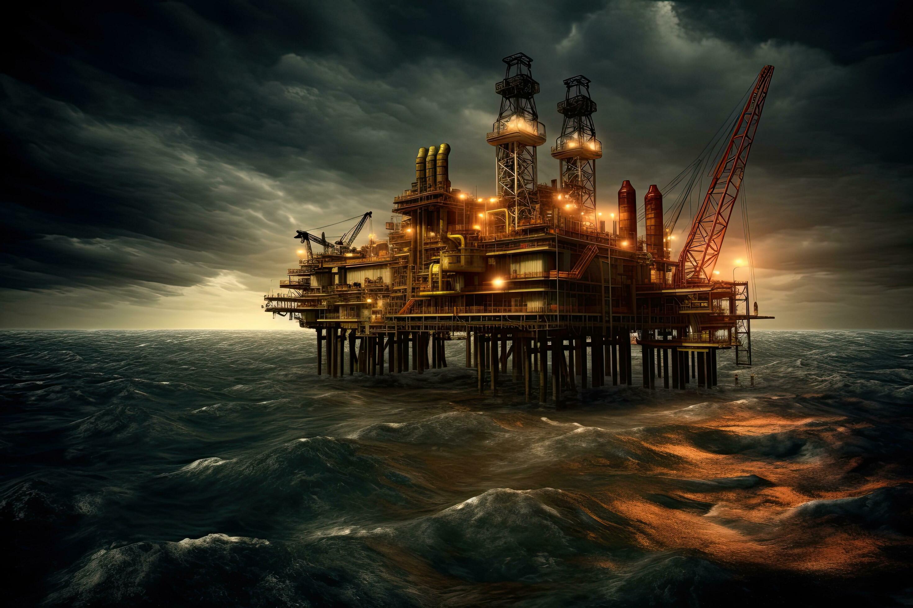 Oil and Gas processing platform,producing gas condensate and water and sent to onshore refiner ...