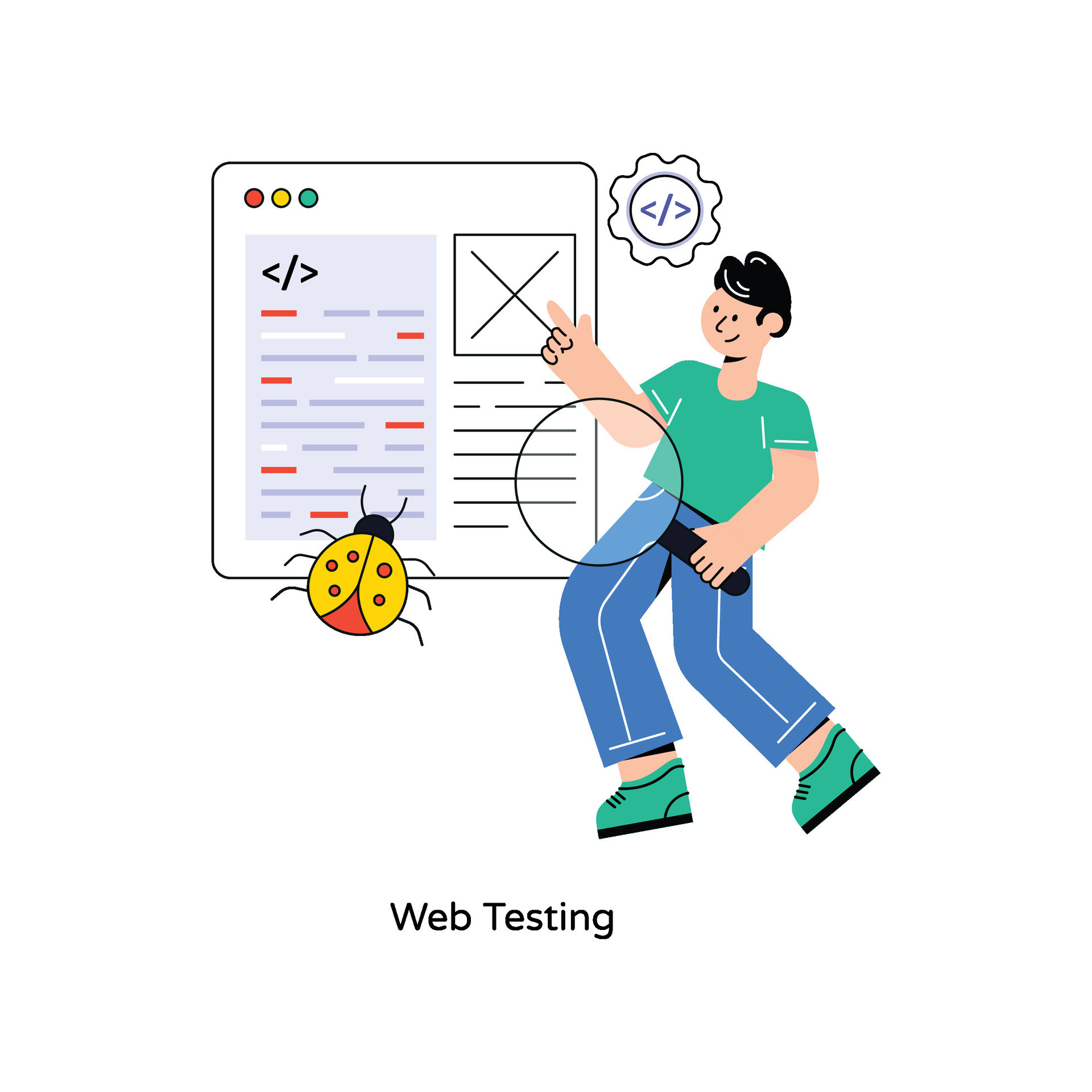 Web Testing Flat Style Design Vector Illustration Stock Illustration