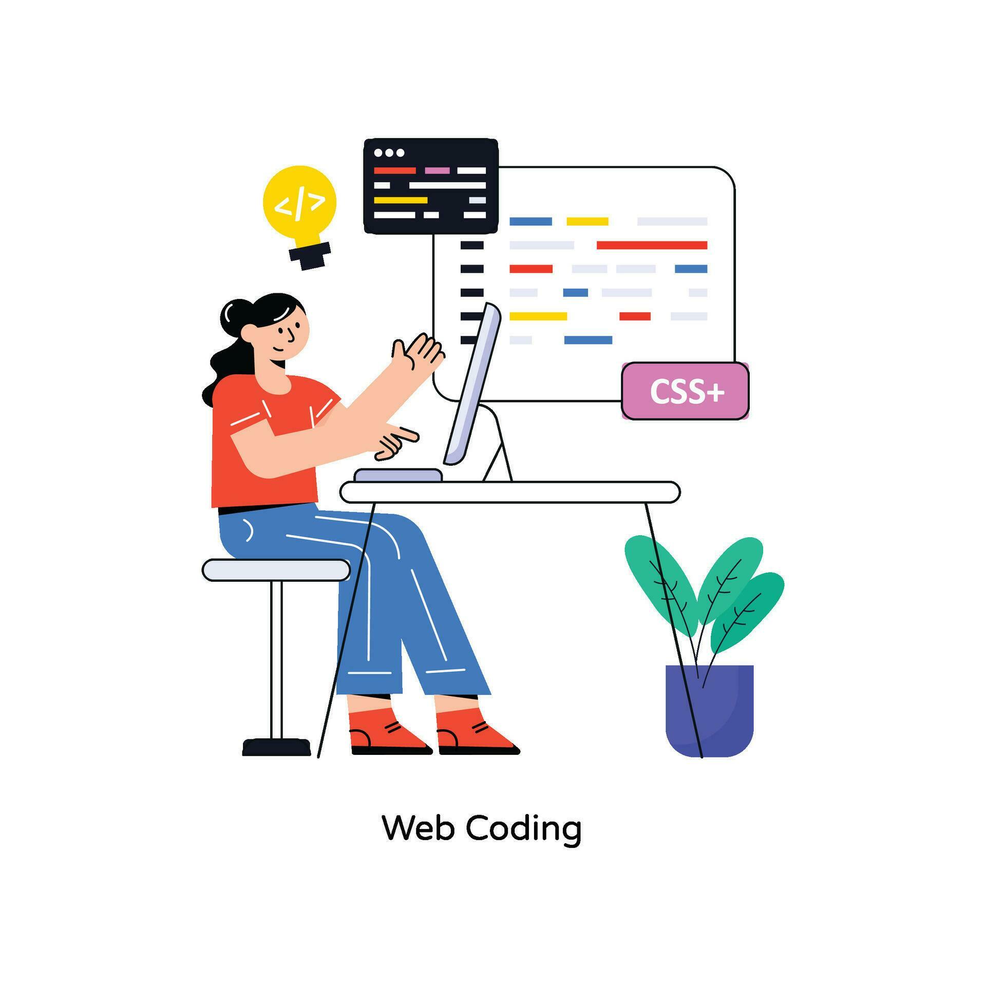 Web Coding Flat Style Design Vector illustration. Stock illustration ...