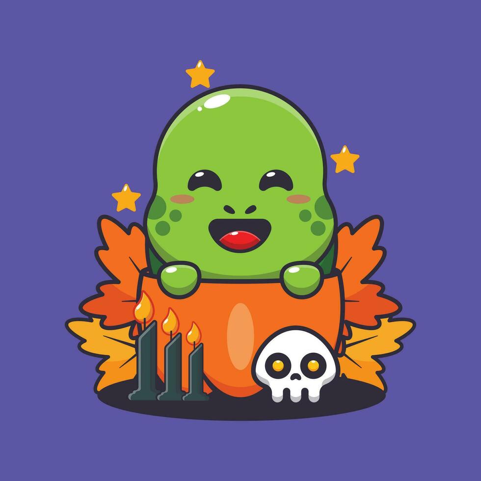 cute turtle in halloween pumpkin. Cute halloween cartoon illustration ...