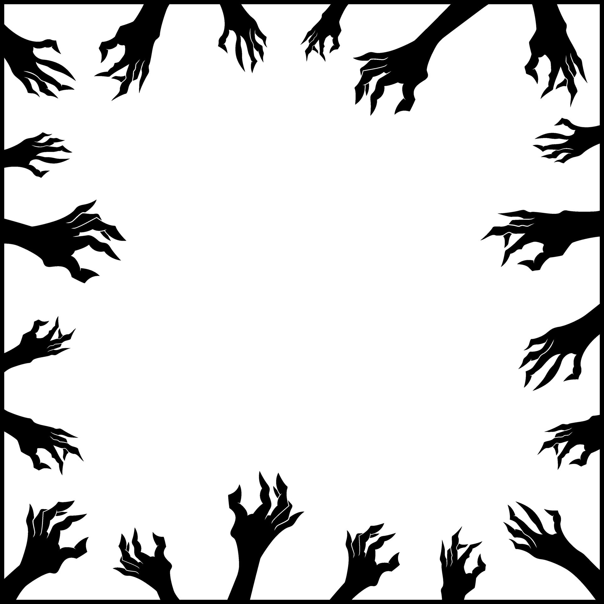 Halloween frame illustration with scary hand isolated on white or ...