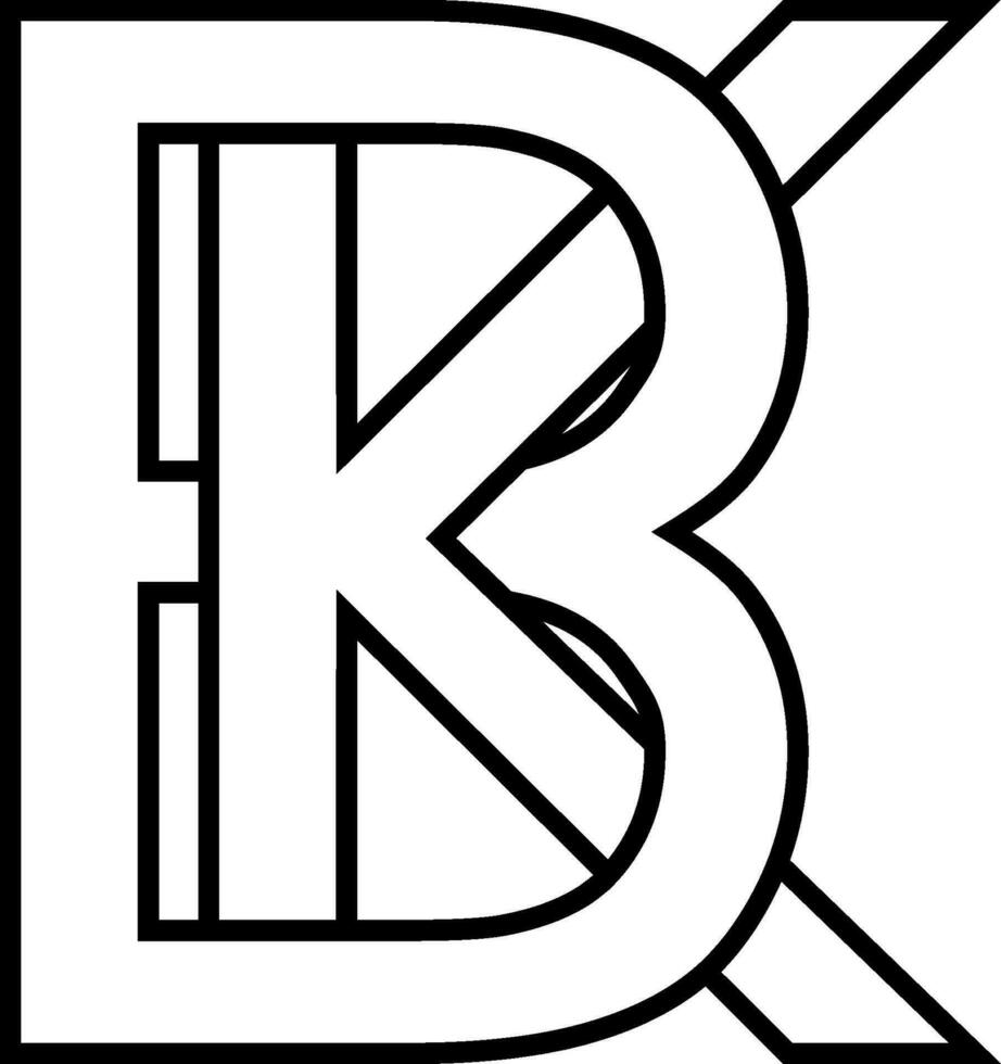 Logo sign bk, kb icon sign two interlaced letters b, k 28538873 Vector Art at Vecteezy