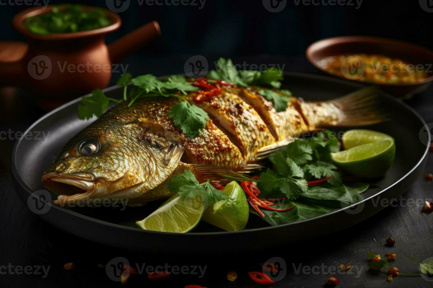 Whole fish with a grilled skin Arab food Generative AI 28539104 Stock ...
