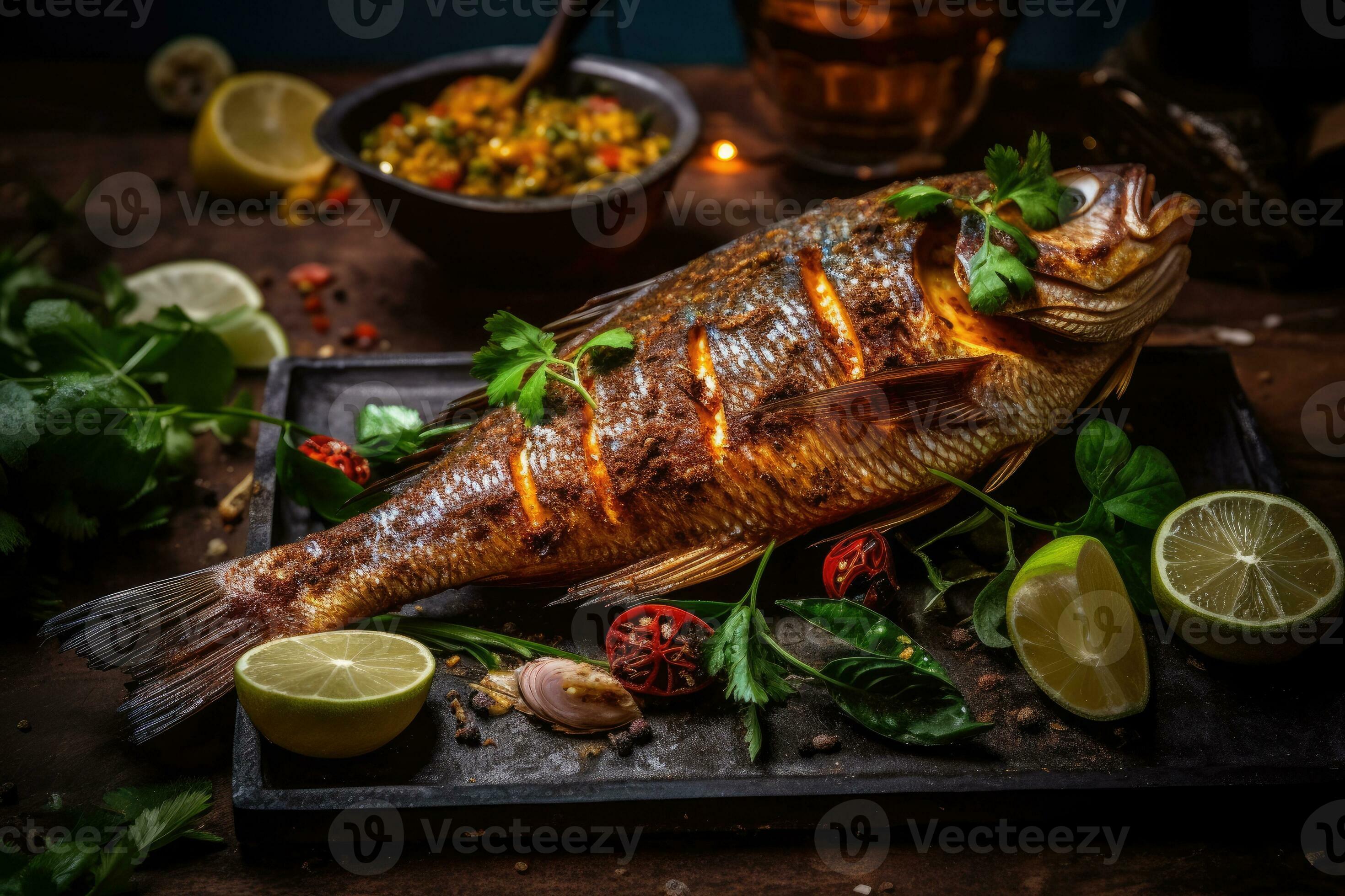 Whole fish with a grilled skin Arab food Generative AI 28542151 Stock ...