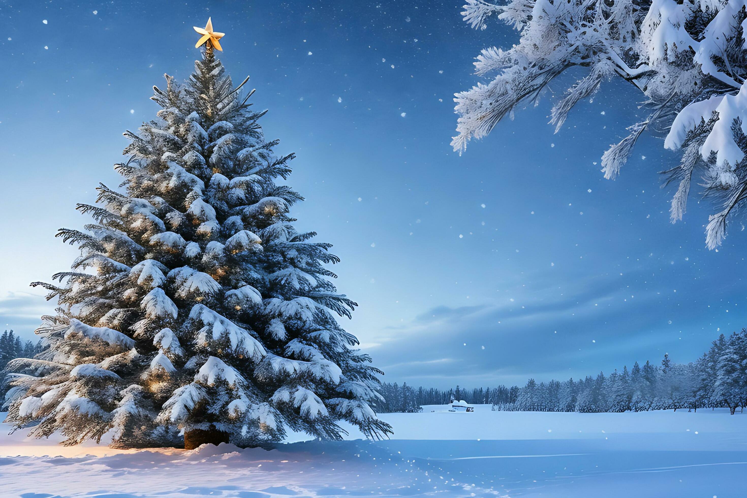 Christmas tree snowfall winter background 28544440 Stock Photo at Vecteezy