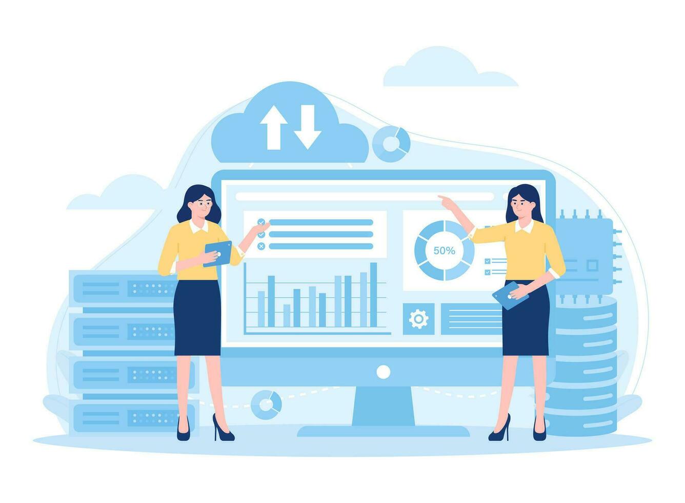 Web Hosting Online Database Storage Technology Concept Flat