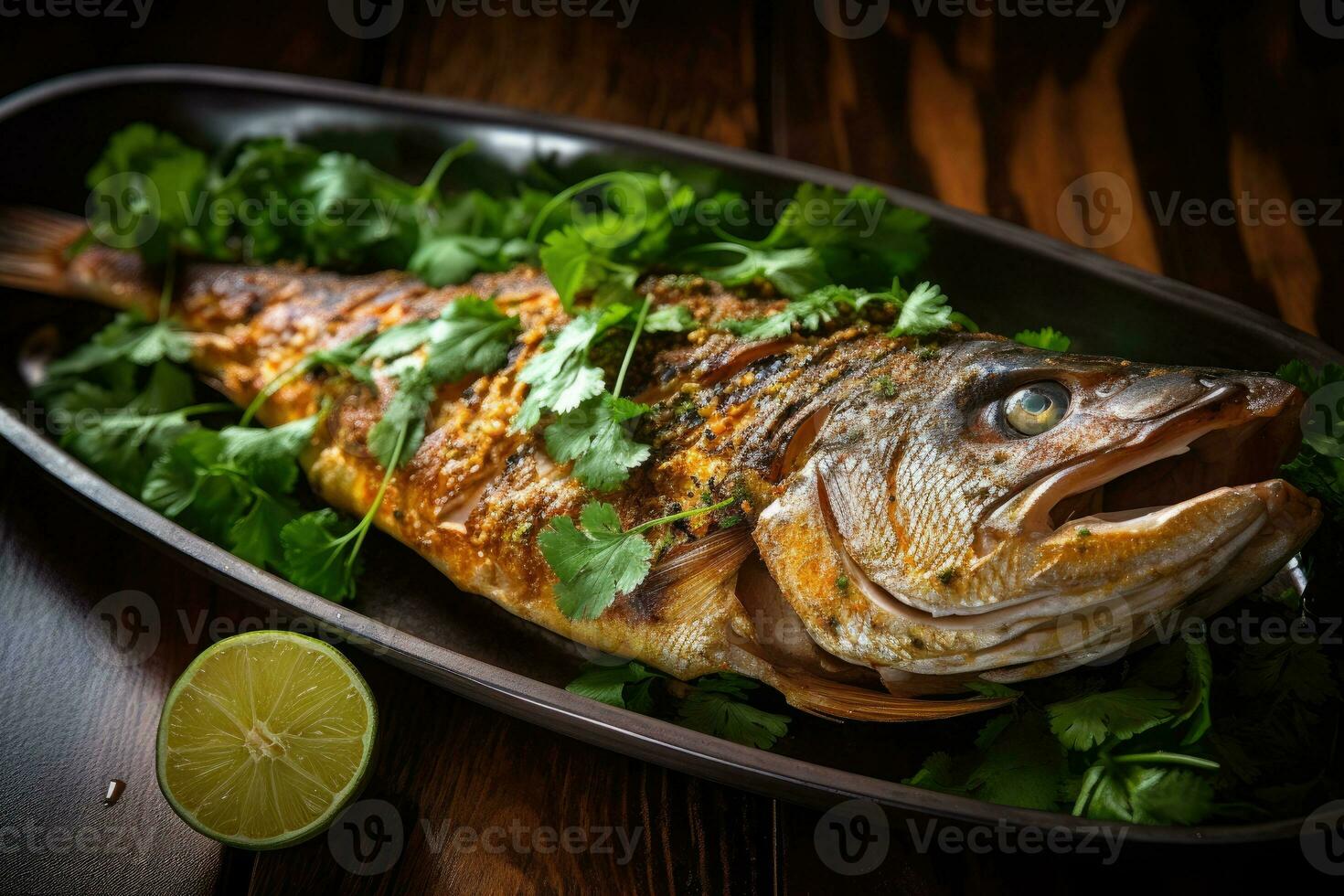 Whole fish with a grilled skin Arab food Generative AI 28556592 Stock ...