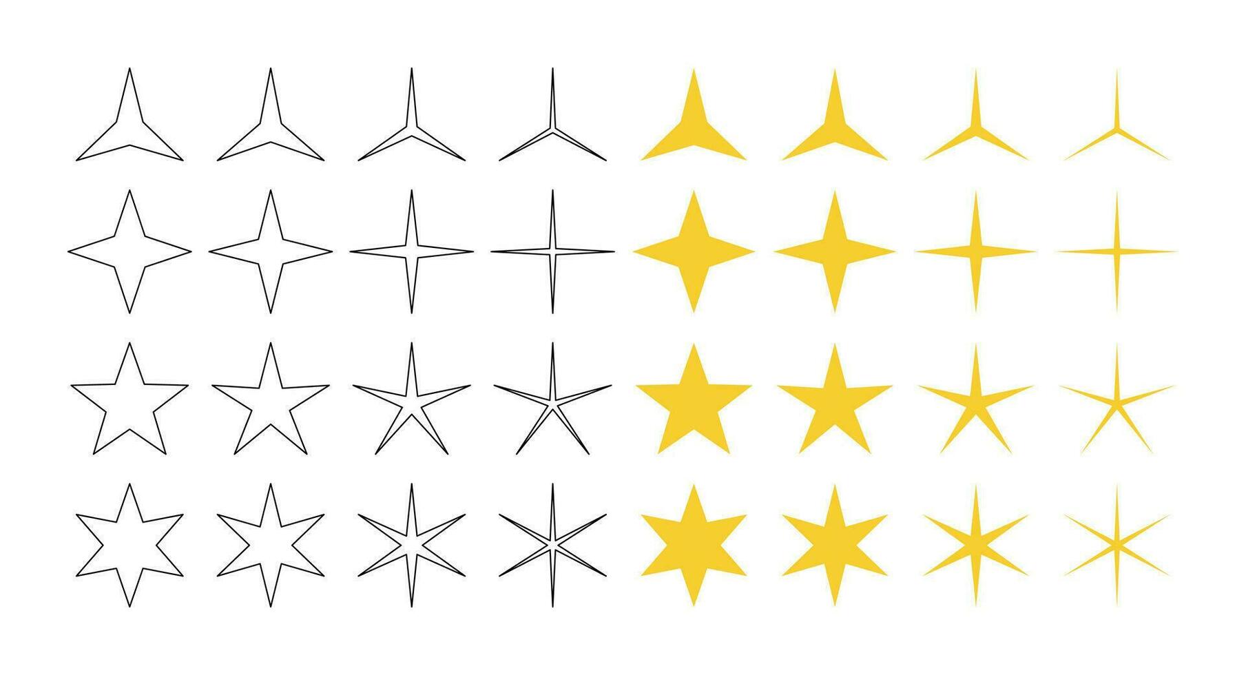 star icon set, minimalist design isolated on white background. vector ...