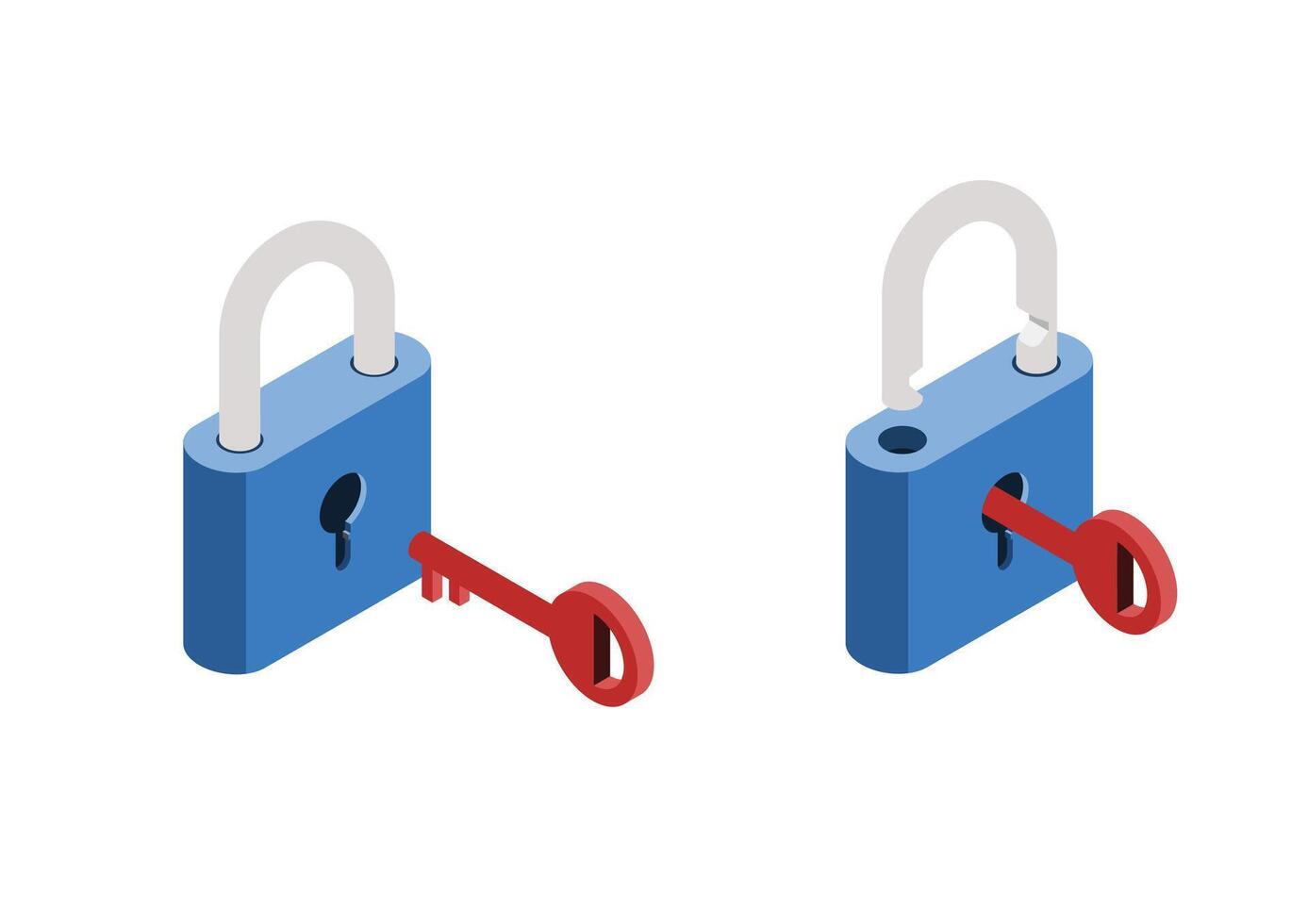 Isometric locks and key. Vector illustration. 28557927 Vector Art at ...