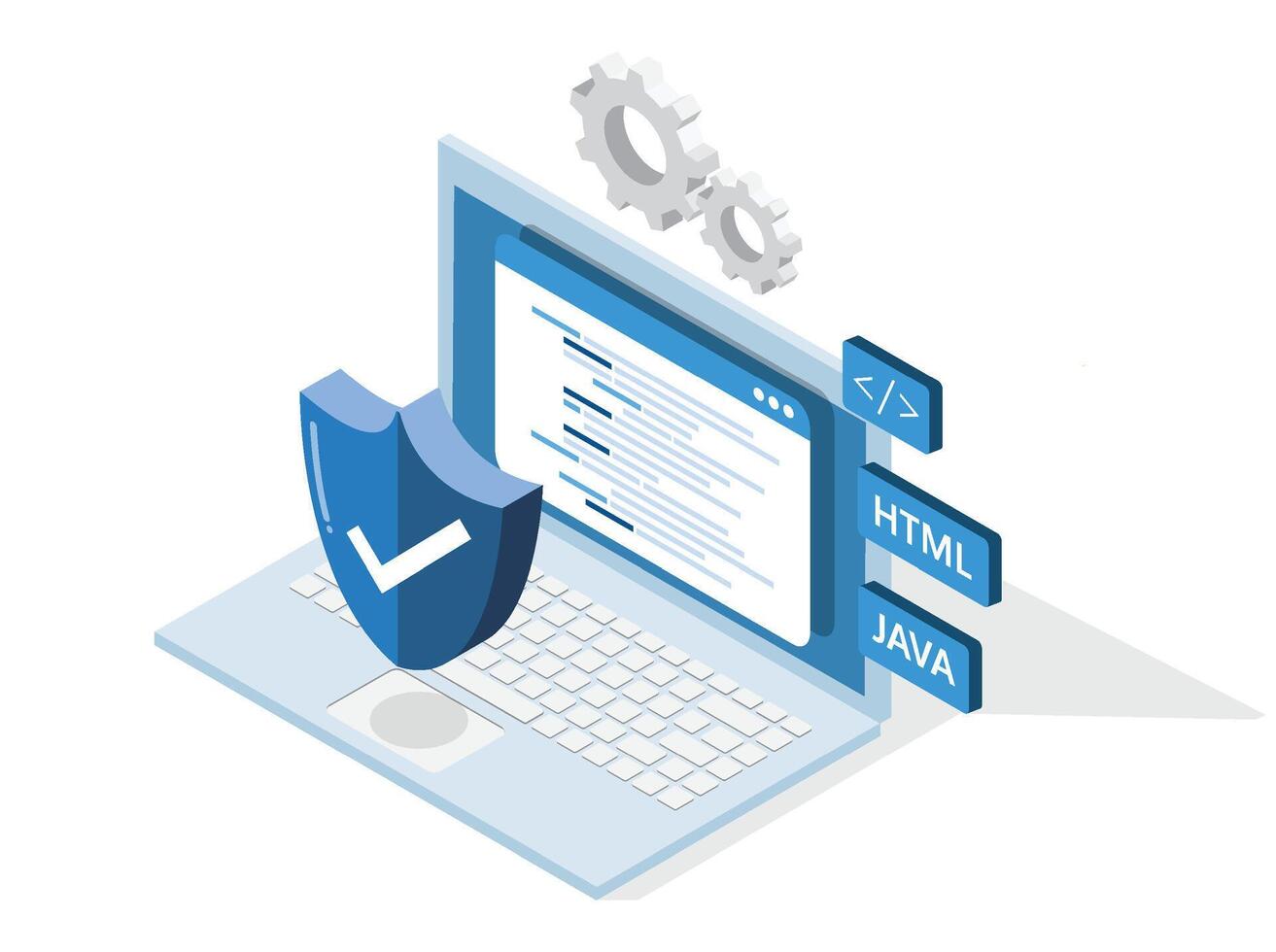 Programming and coding data protection and cyber security concept ...