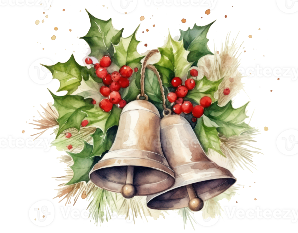 Watercolor Christmas bell isolated 28559678 PNG