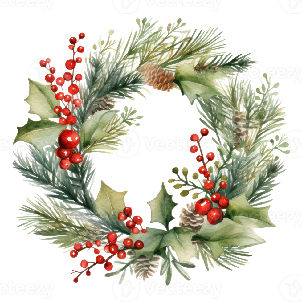 Watercolor Christmas wreath 28559716 PNG