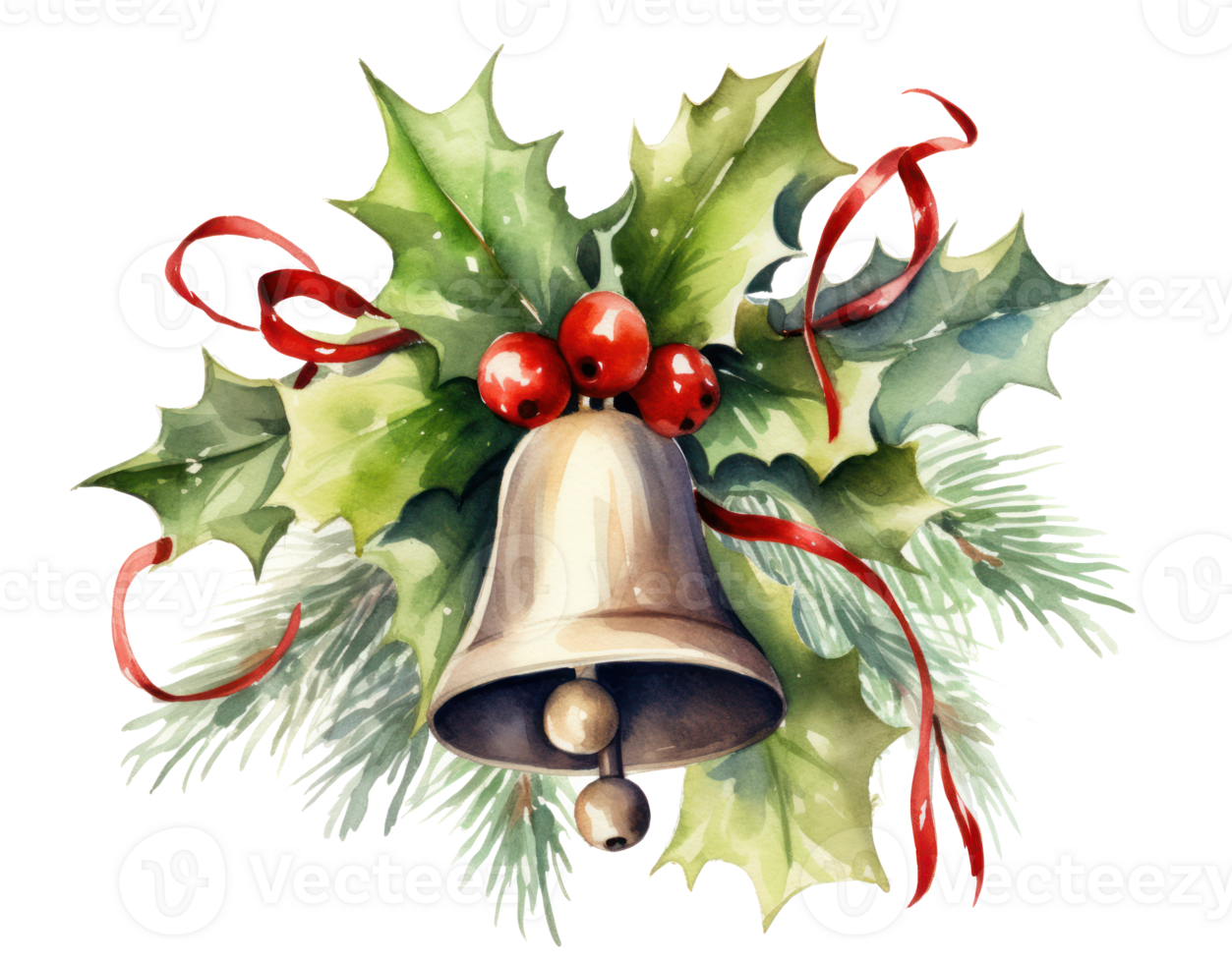 Watercolor Christmas bell isolated 28559717 PNG