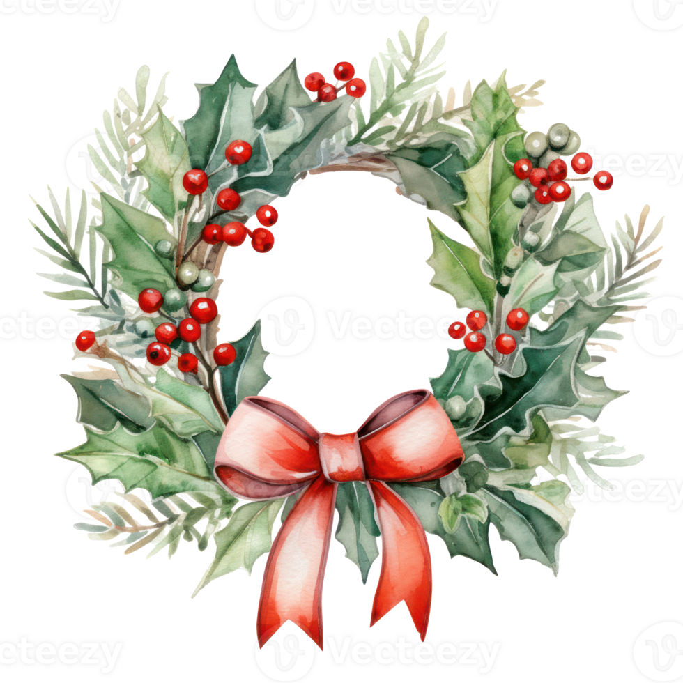 Watercolor Christmas wreath 28559742 PNG