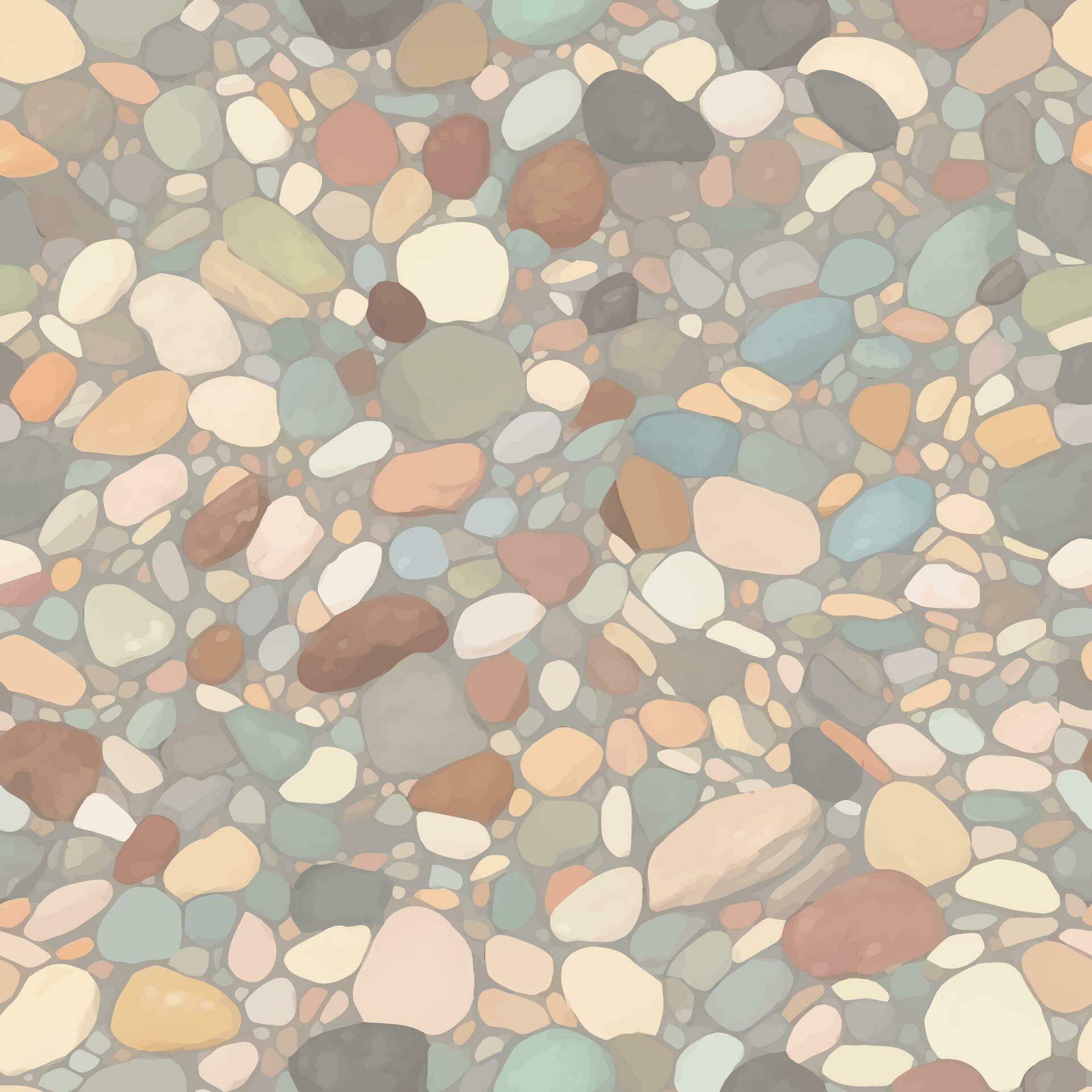 Minimalist Pebble Stones or Cobblestones Seamless Texture Pattern Hand Drawn Painting ...