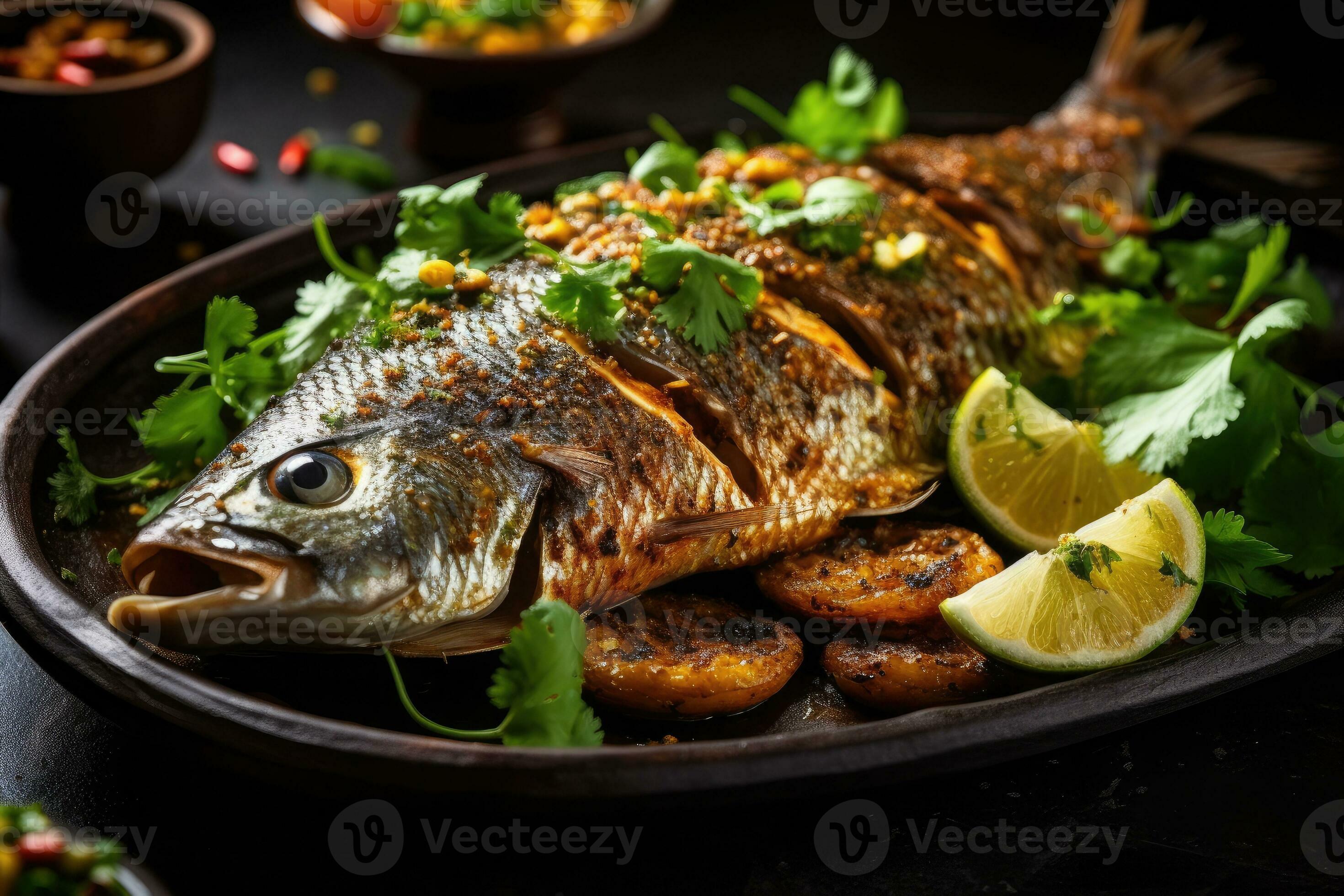 Whole fish with a grilled skin Arab food Generative AI 28568244 Stock ...