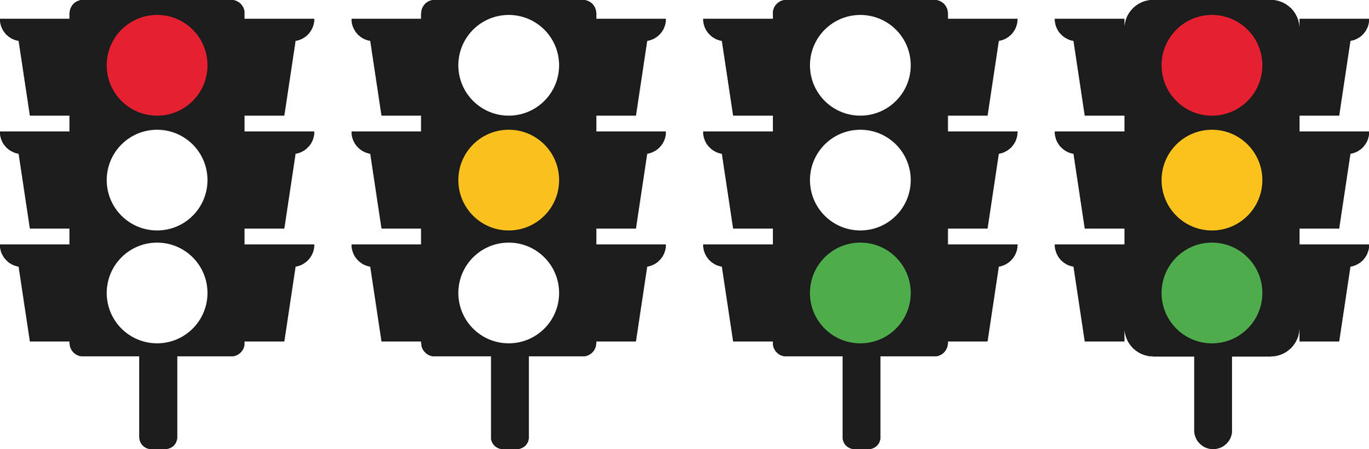 Set Red Yellow green Traffic Light vector icon. Collection Traffic ...