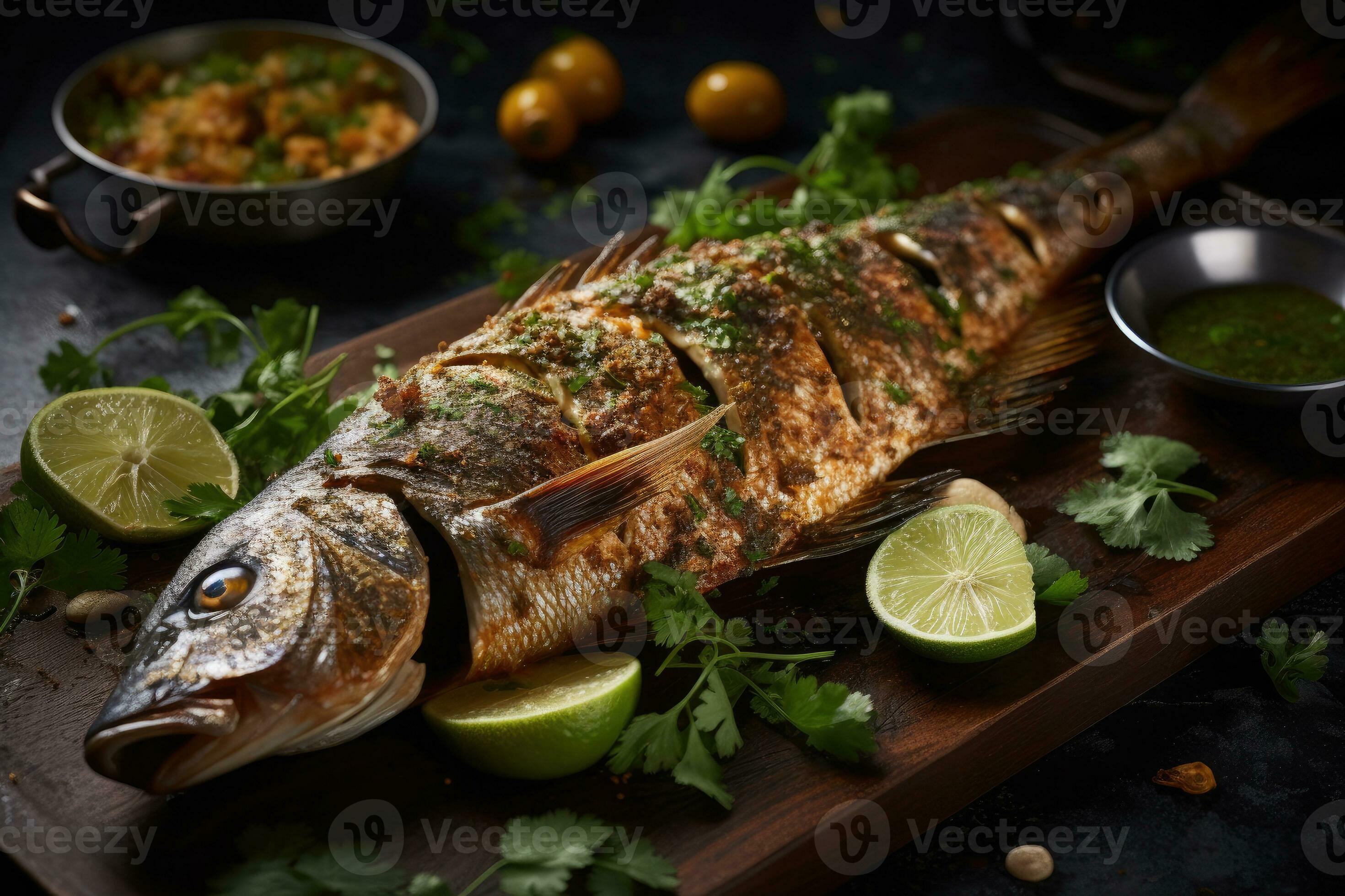 Whole fish with a grilled skin Arab food Generative AI 28569119 Stock ...