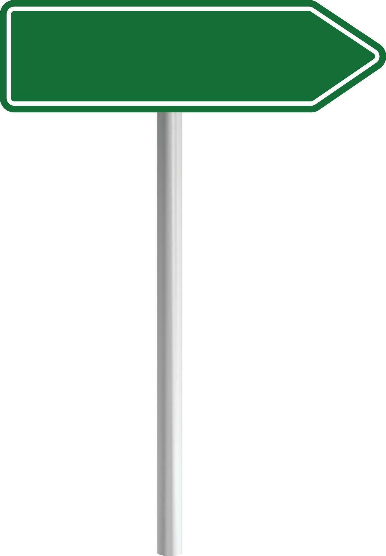 Road green traffic sign board. Blank board with place for text. Danger ...