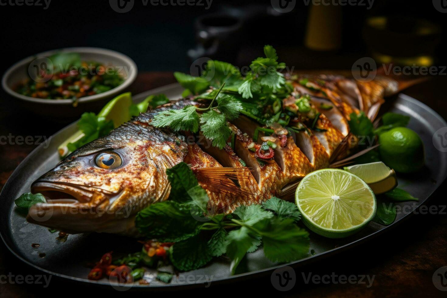 Whole fish with a grilled skin Arab food Generative AI 28569885 Stock ...