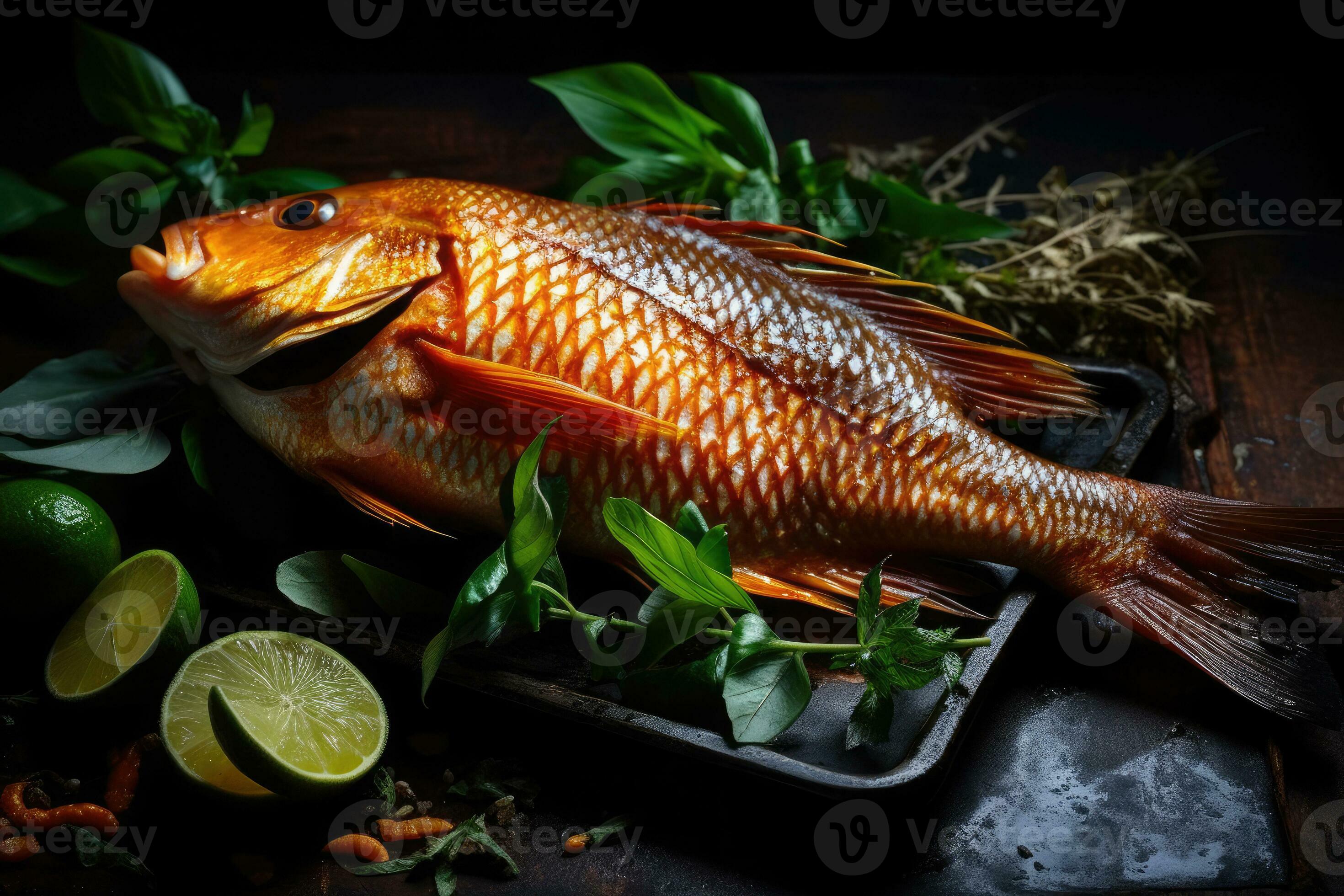 Whole fish with a grilled skin Arab food Generative AI 28571259 Stock ...