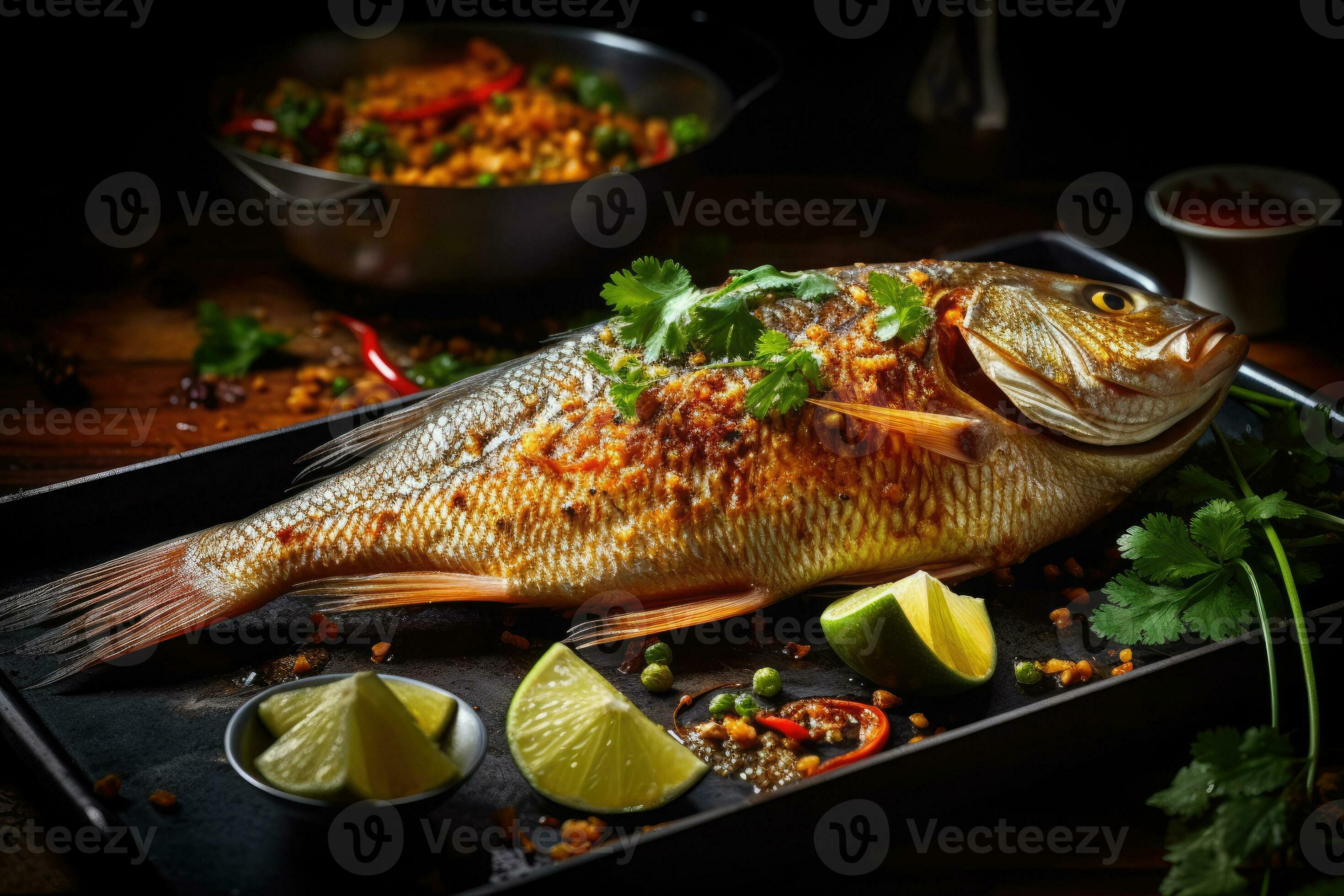 Whole fish with a grilled skin Arab food Generative AI 28572111 Stock ...