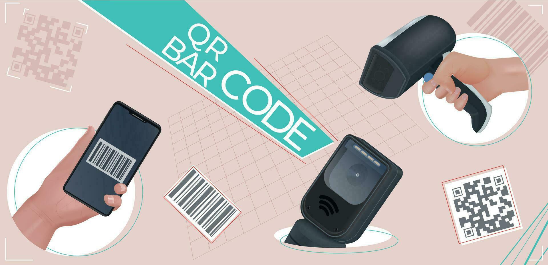 Scan Codes Realistic Collage 28572980 Vector Art at Vecteezy