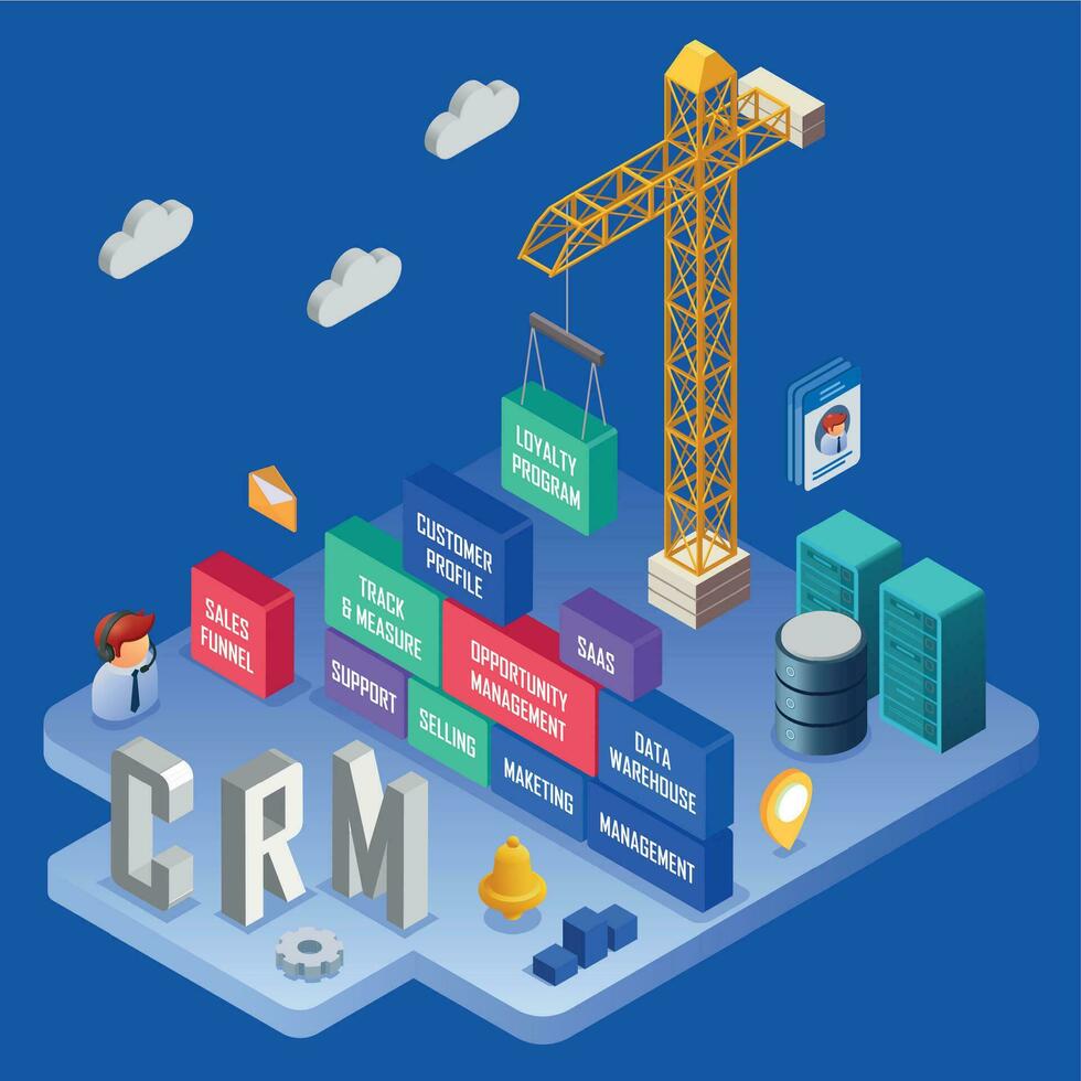 Crm Isometric Concept 28573625 Vector Art At Vecteezy