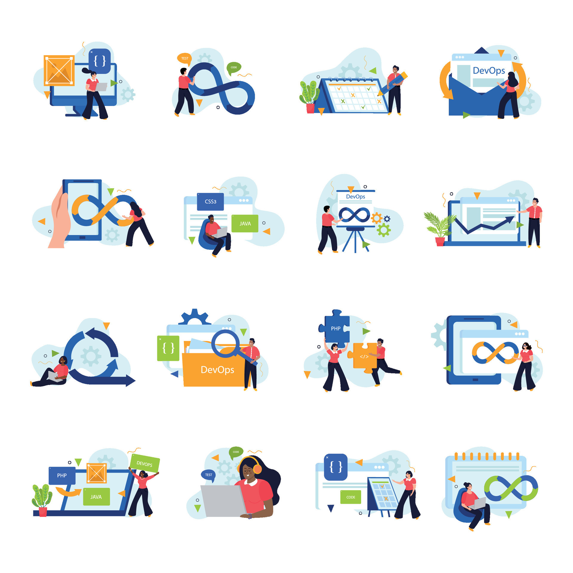 Devops Engineer Flat Icons 28573634 Vector Art at Vecteezy