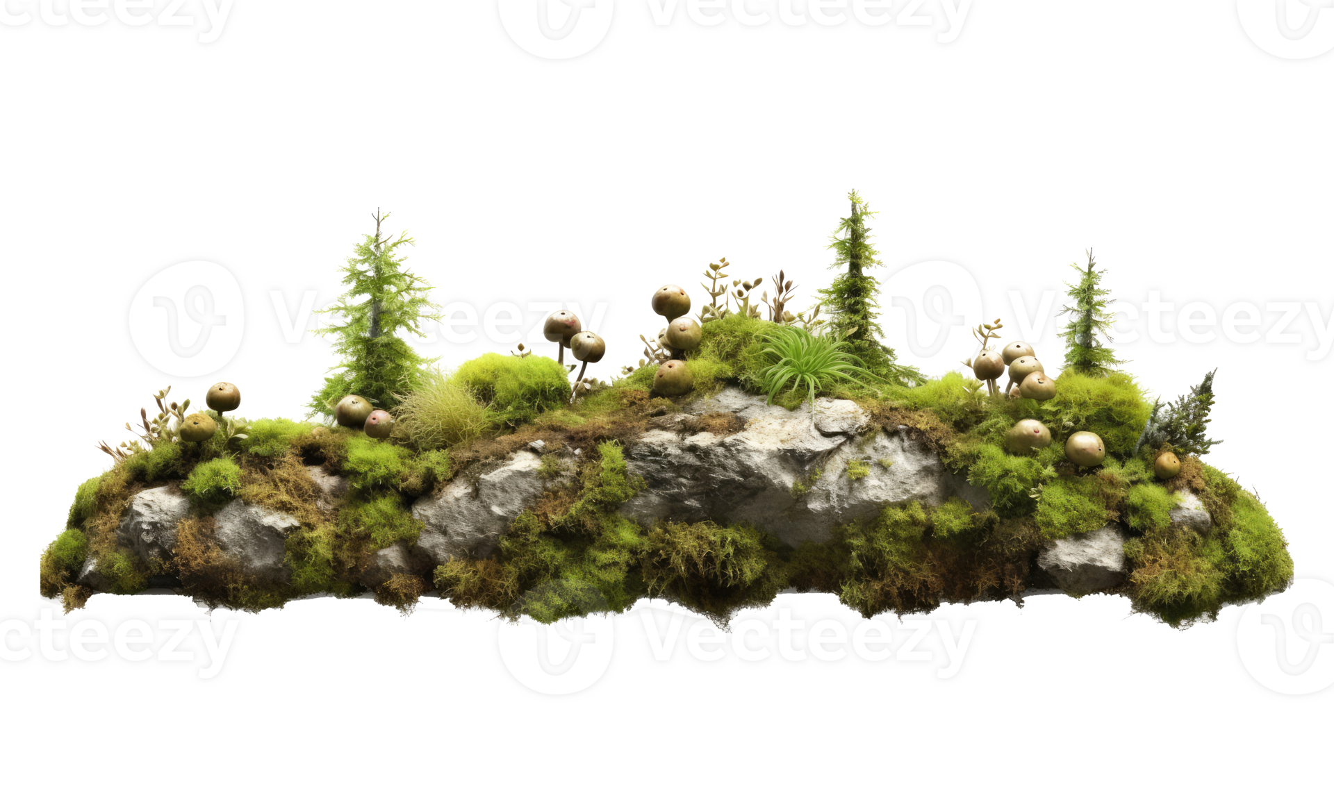 Dark rocks partially covered with moss . AI Generated 28573783 PNG