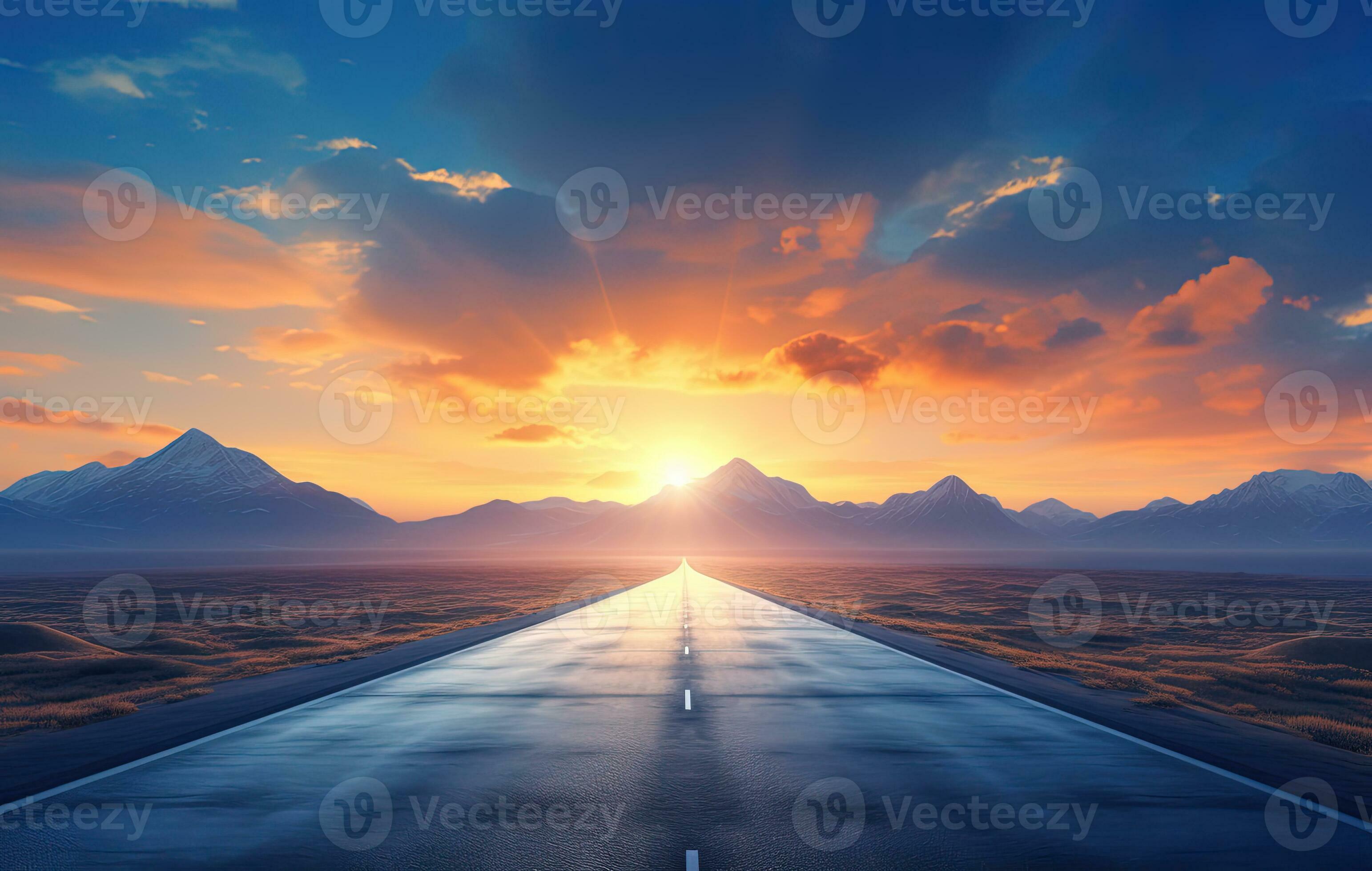 la carretera a el horizonte. paisaje con interminable carretera. generado ai. 28574879 Foto de ...