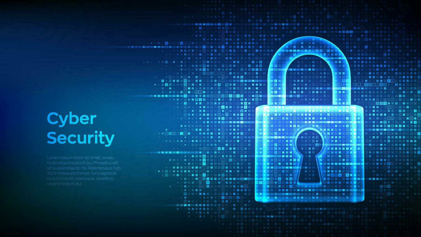 Lock. Cyber security. Padlock with keyhole icon made with binary code. Protect and Security or ...