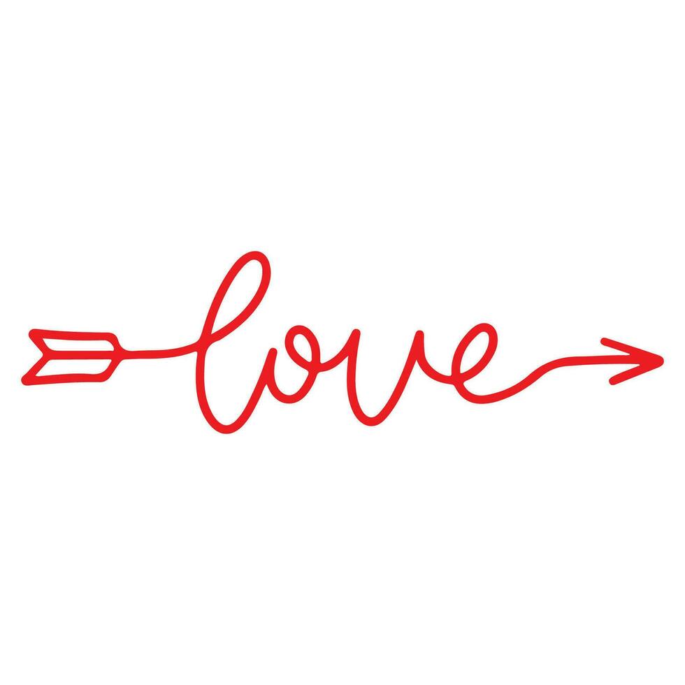 Love Text In Doodle Hand Drawn Love Text Romantic Divider Arrow