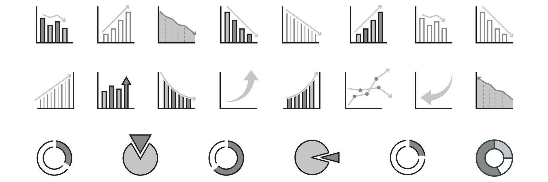 Graph and chart icons. Statistic diagram. Report infographic bar ...