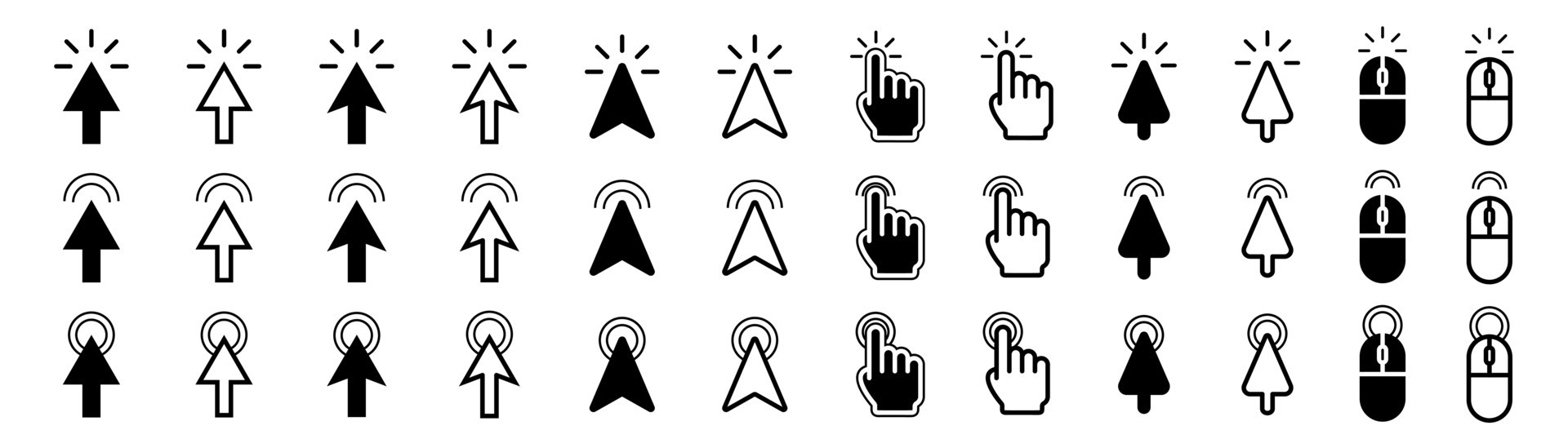Cursor Pointer Set Mouse Cursor Collection Isolated Arrow Pointer Click And Tap Symbol