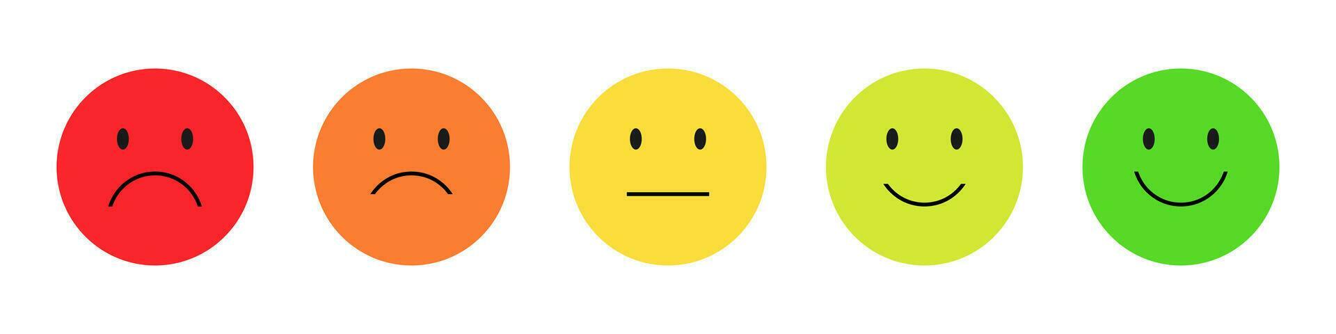 Smile rating review. Isolated colored feedback emoticon face on white background. Sad and happy ...