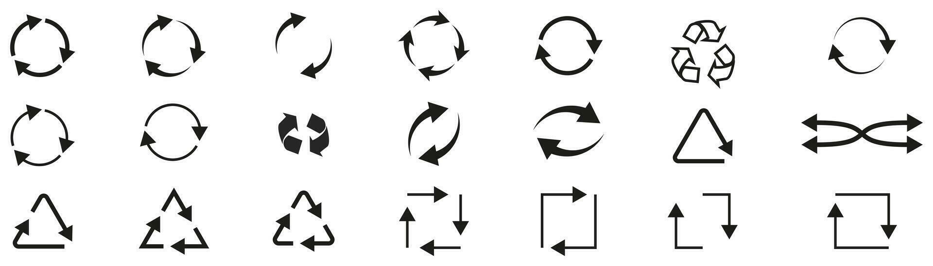 Recycle Arrows In Black Loading Arrow Pictograms Circular Rotation Symbol Recycle Sign