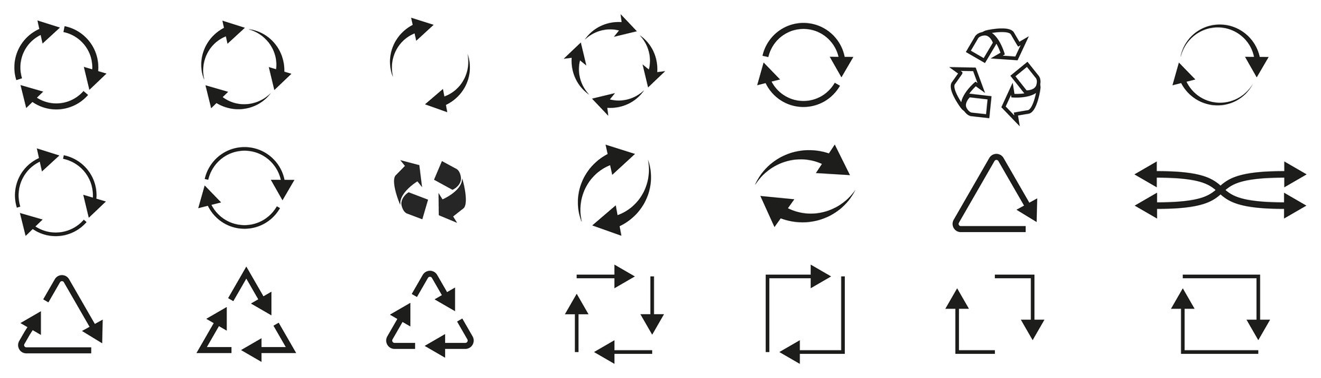 Recycle Arrows In Black Loading Arrow Pictograms Circular Rotation Symbol Recycle Sign